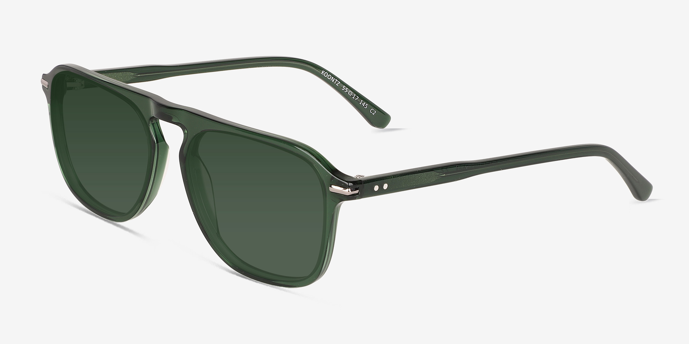 Koontz - Square Crystal Green Frame Sunglasses For Men | Eyebuydirect