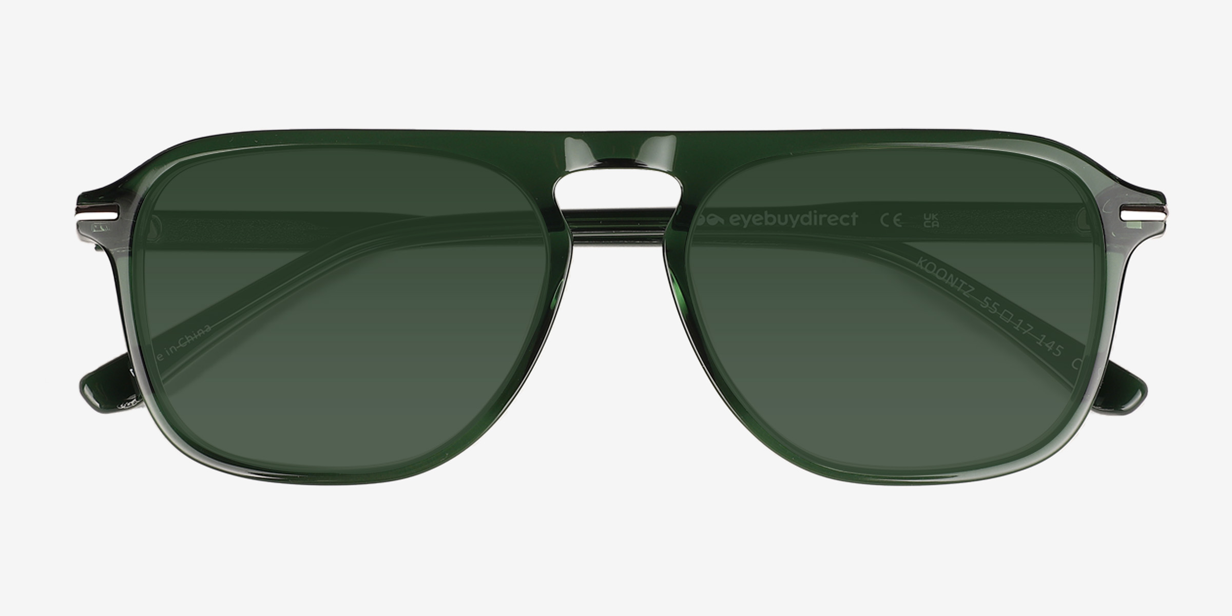 Koontz - Square Crystal Green Frame Sunglasses For Men | Eyebuydirect
