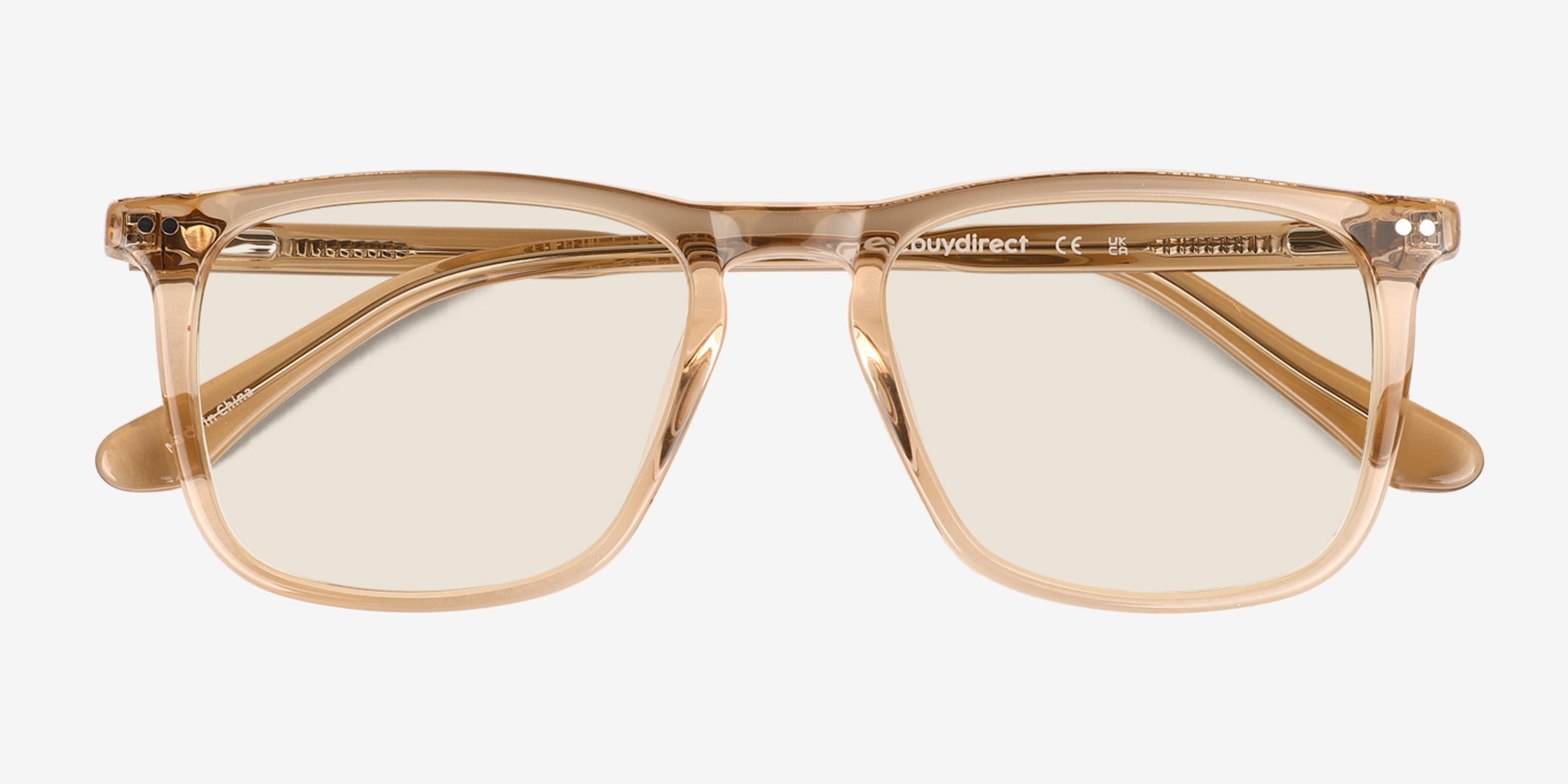 Clifton - Square Clear Champagne Frame Sunglasses For Men | Eyebuydirect