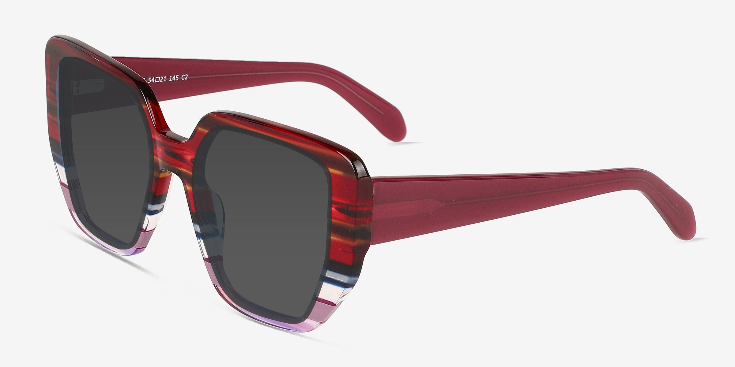 Glowing - Square Purple Striped Frame Prescription Sunglasses ...