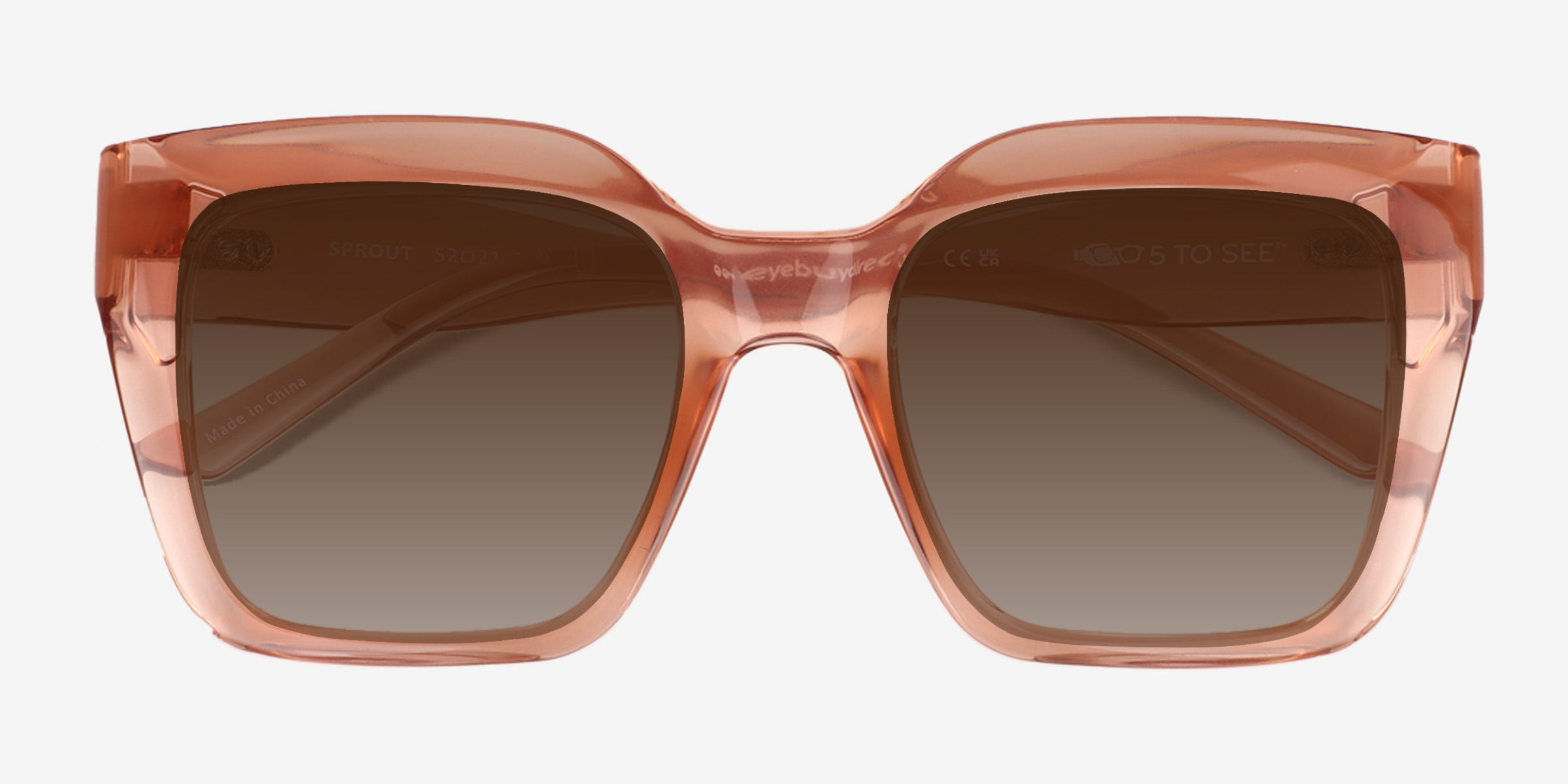 Sprout - Square Crystal Champagne Frame Prescription Sunglasses ...