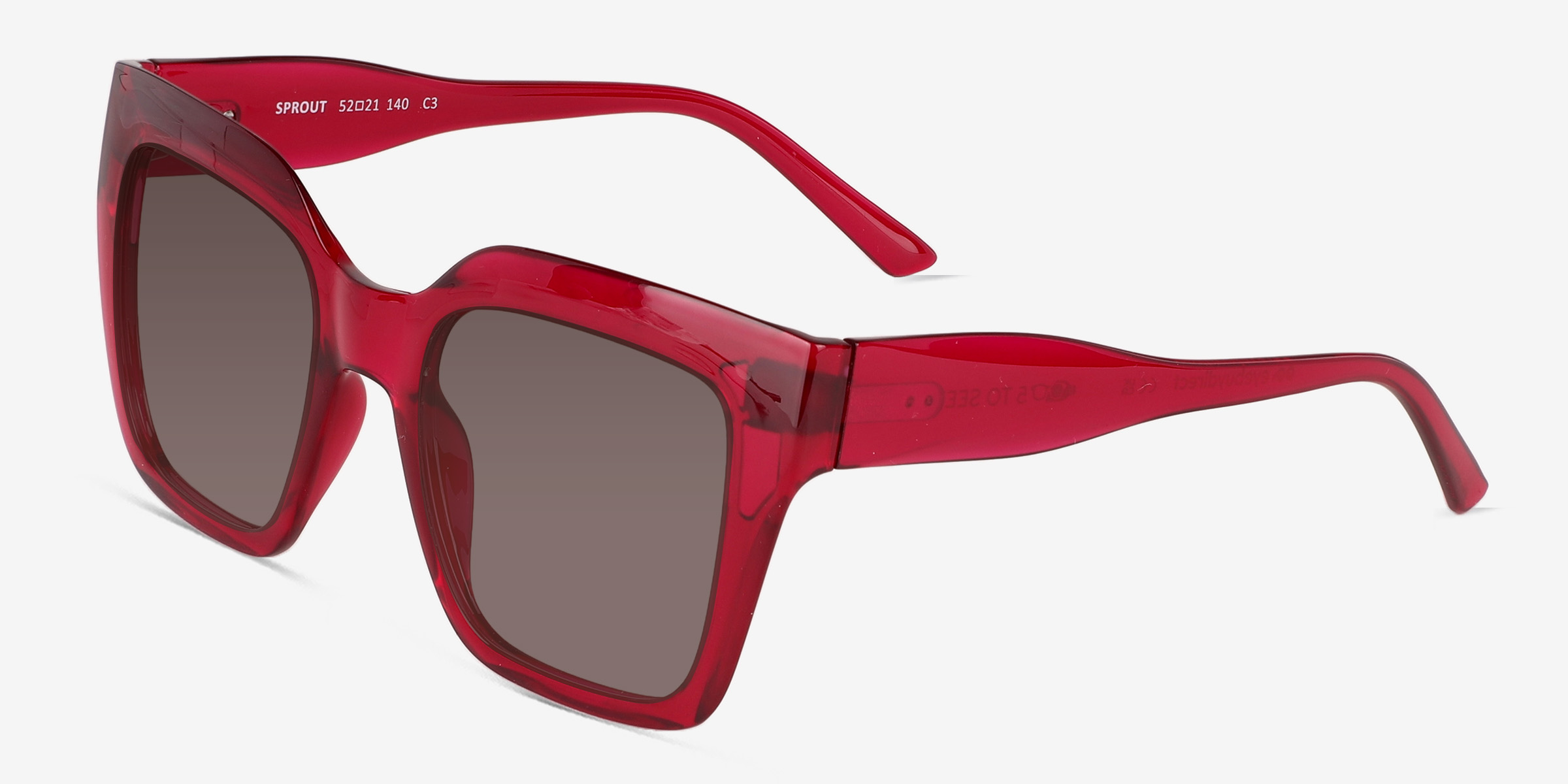 Sprout - Square Crystal Red Frame Prescription Sunglasses | Eyebuydirect
