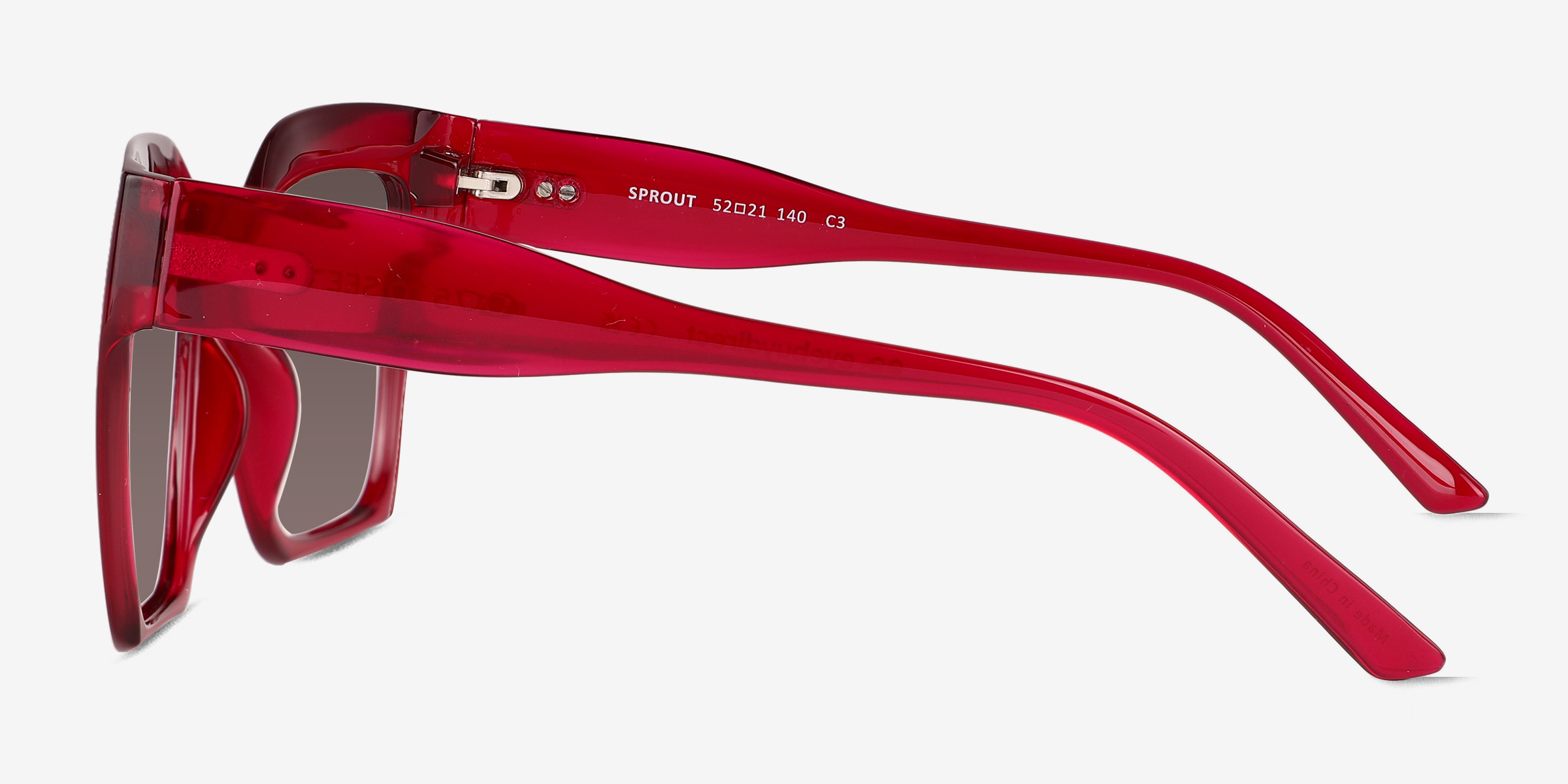 Sprout - Square Crystal Red Frame Prescription Sunglasses | Eyebuydirect