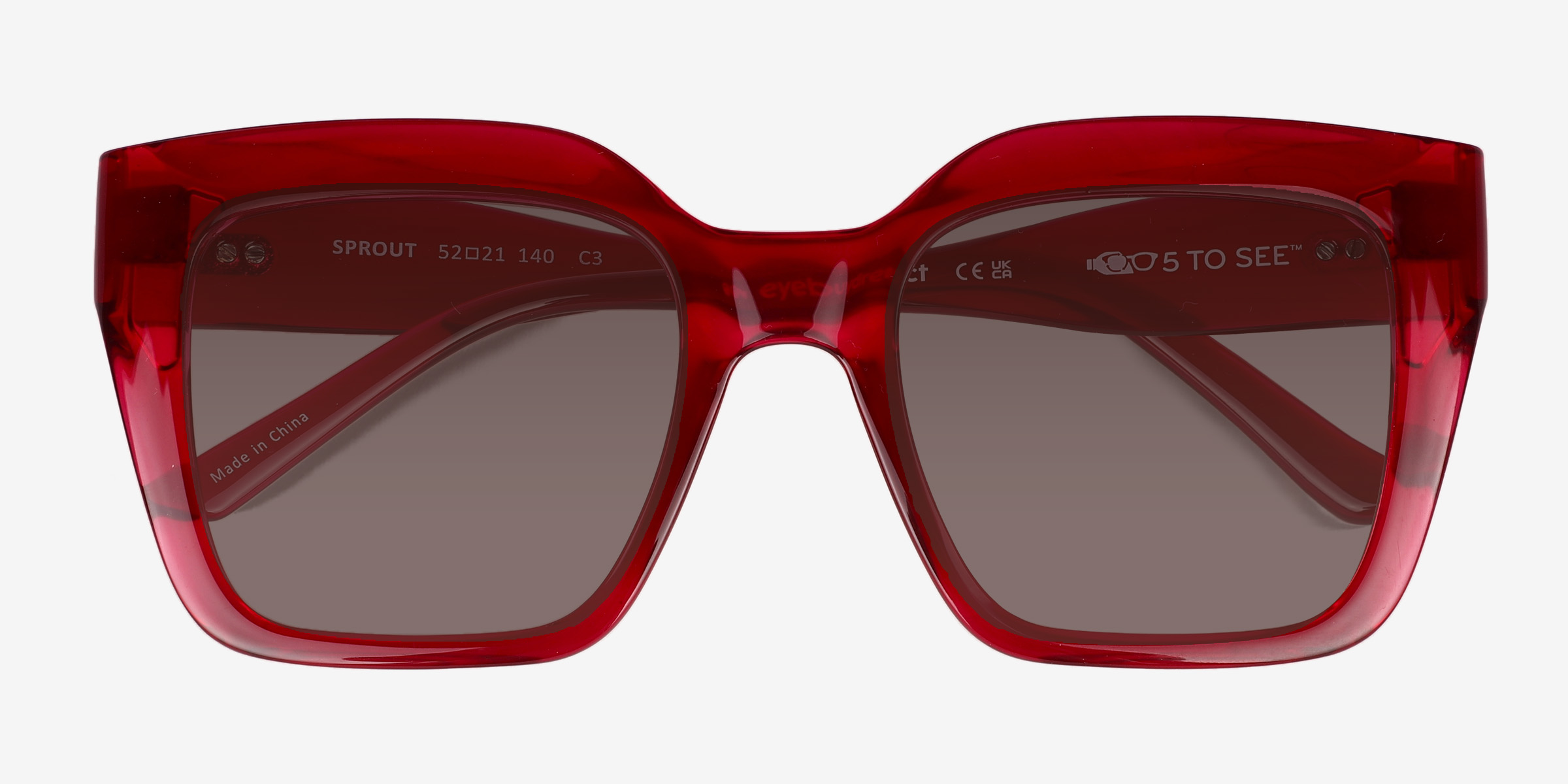 Sprout - Square Crystal Red Frame Prescription Sunglasses | Eyebuydirect