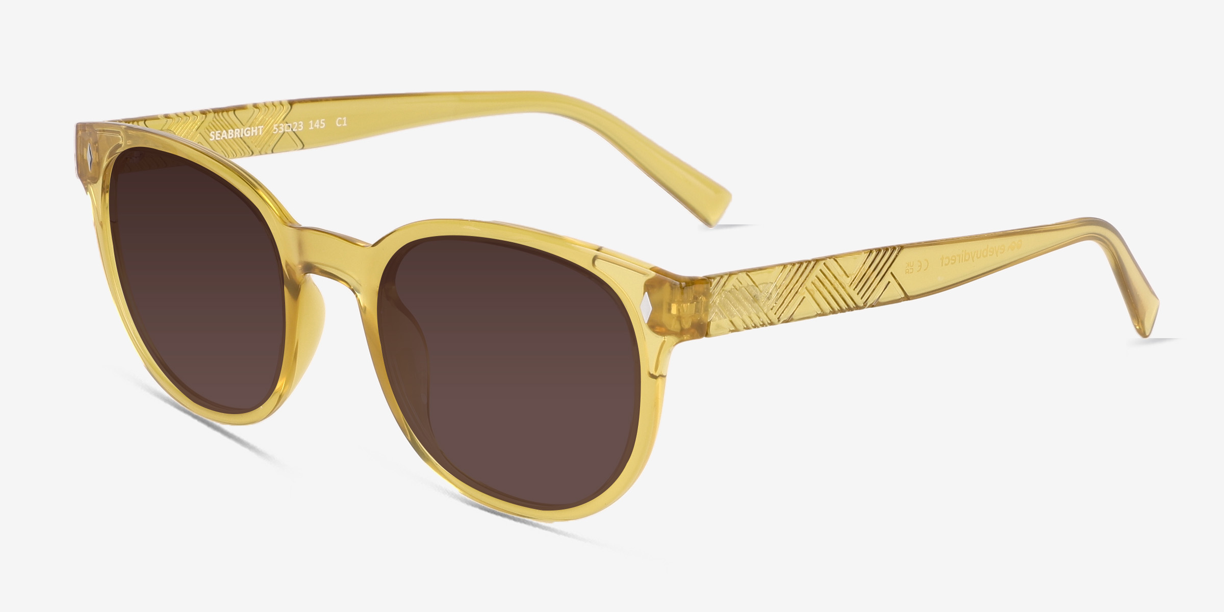 Seabright - Round Crsytal Yellow Frame Prescription Sunglasses ...