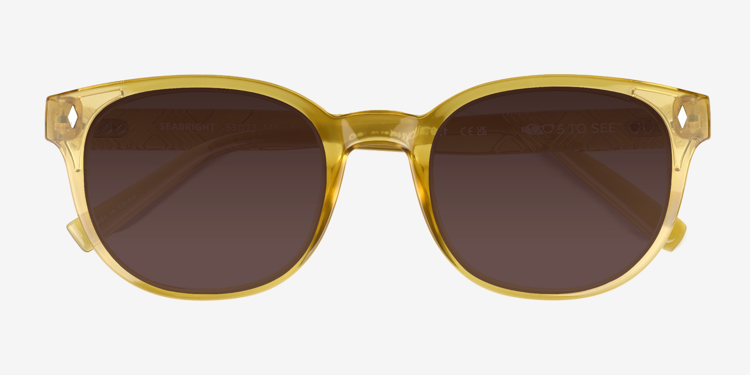 Seabright - Round Crsytal Yellow Frame Prescription Sunglasses ...