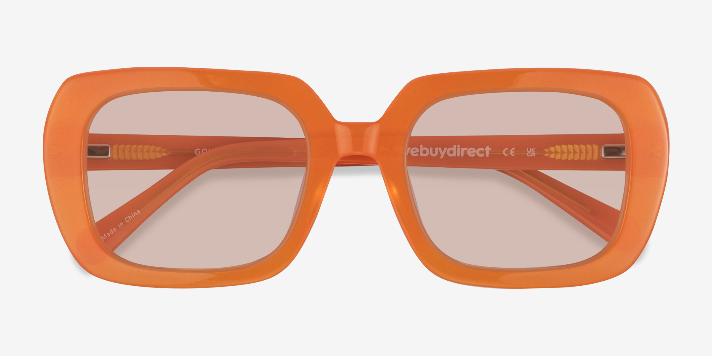 Gouache - Rectangle Milky Orange Flower Frame Sunglasses For Women ...