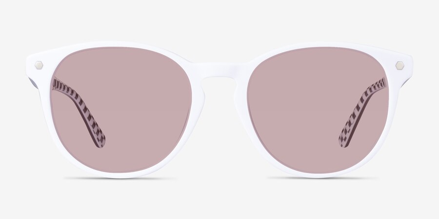 Stucco - Round Solid White Frame Prescription Sunglasses | Eyebuydirect ...
