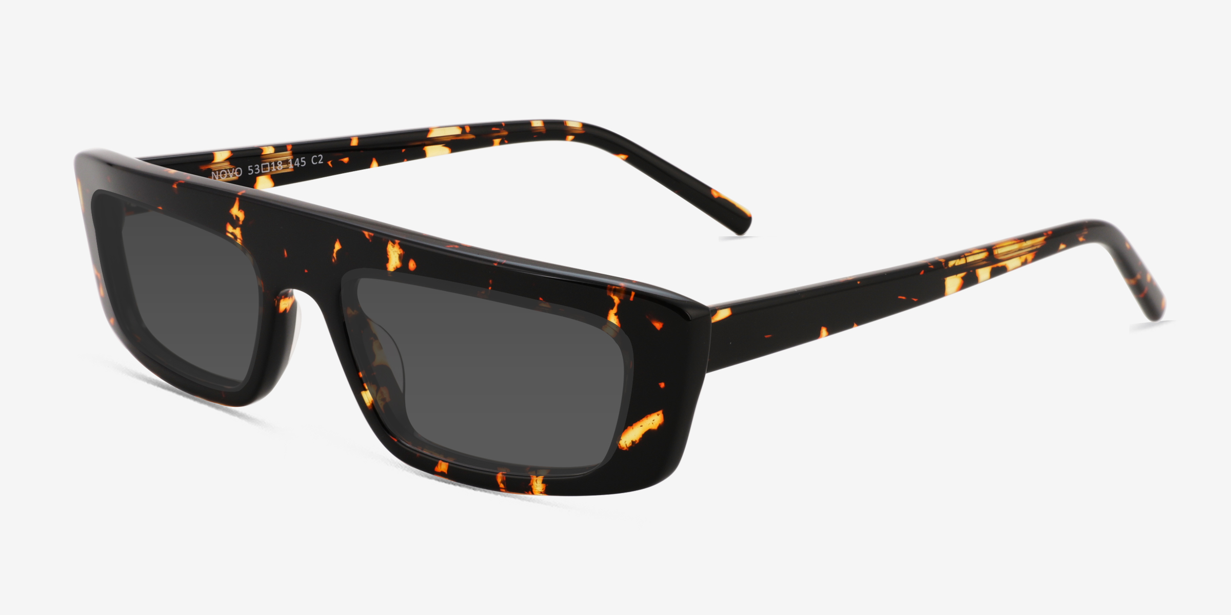 Novo - Rectangle Spotty Tortoise Frame Prescription Sunglasses ...