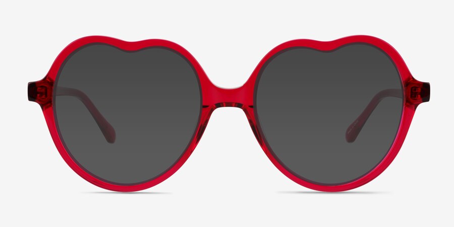 Amora - Heart Crystal Red Frame Sunglasses For Women | Eyebuydirect