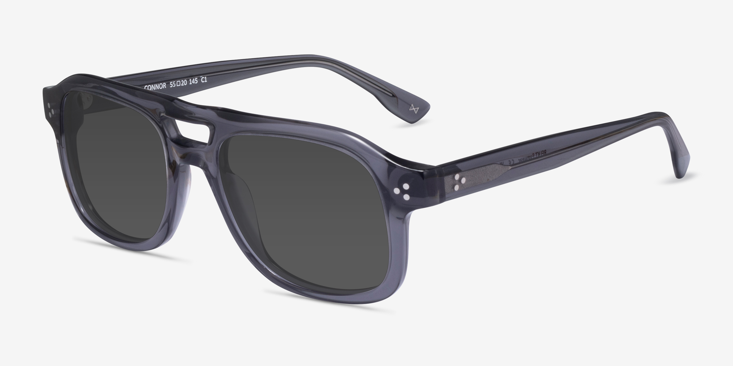 Connor - Aviator Crystal Gray Frame Sunglasses For Men | Eyebuydirect