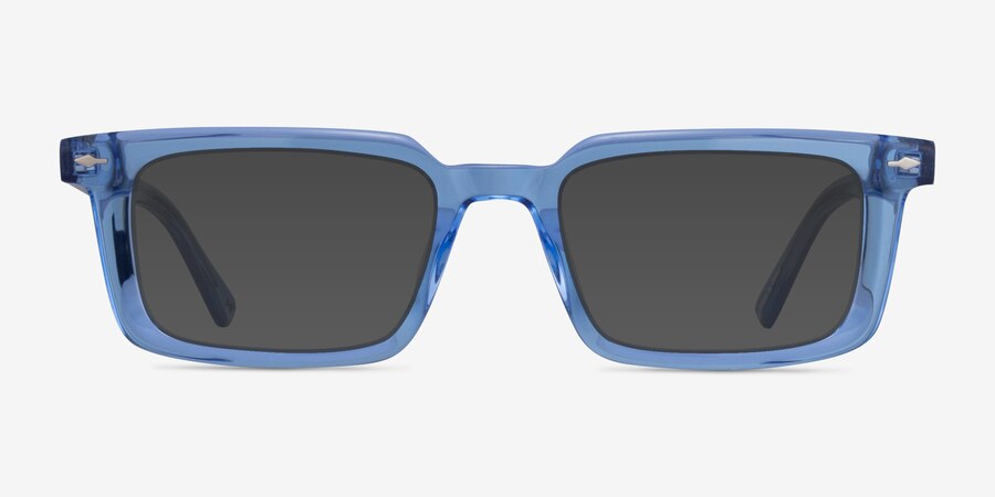 Riley - Rectangle Crystal Blue Frame Prescription Sunglasses | Eyebuydirect