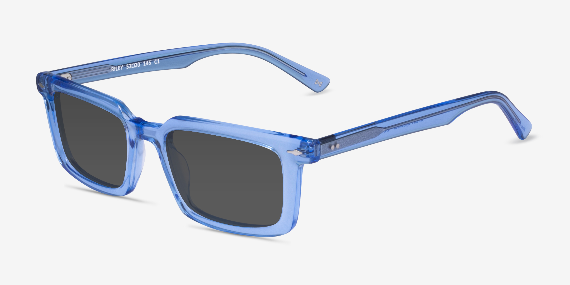 Riley - Rectangle Crystal Blue Frame Prescription Sunglasses ...