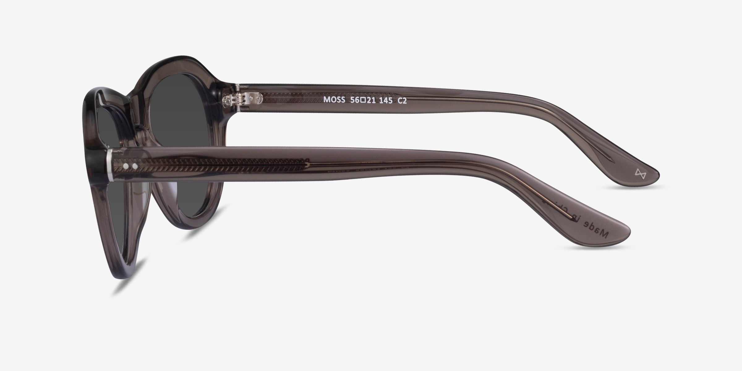 Moss - Round Crystal Gray Frame Prescription Sunglasses | Eyebuydirect