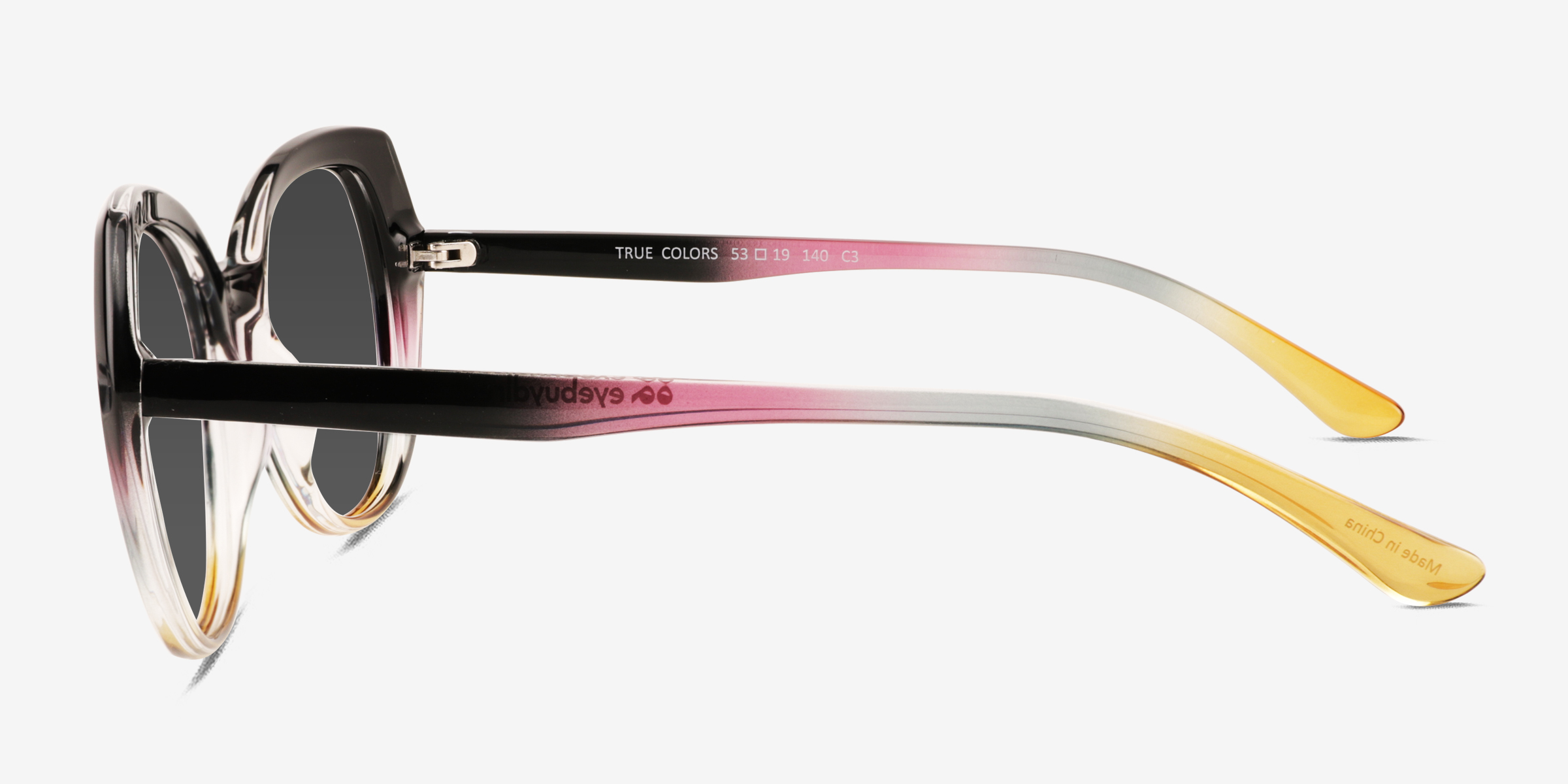 True Colors - Cat Eye Black Yellow Frame Sunglasses For Women ...