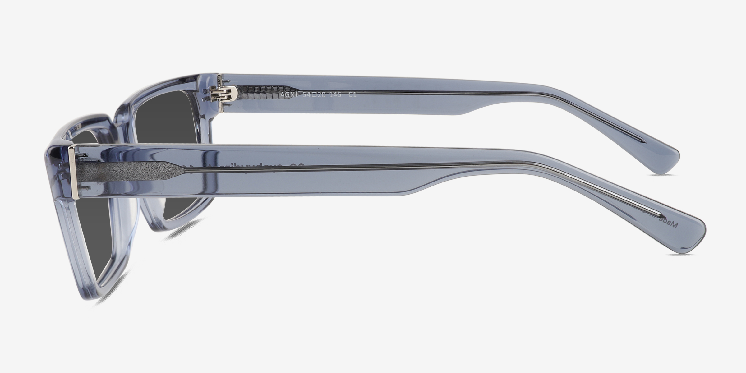 Agni - Square Clear Blue Frame Sunglasses For Men | Eyebuydirect