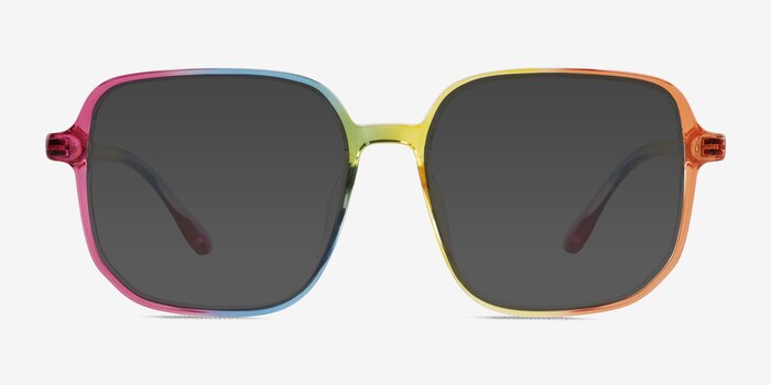 Sunlit - Square Clear Rainbow Frame Prescription Sunglasses | Eyebuydirect