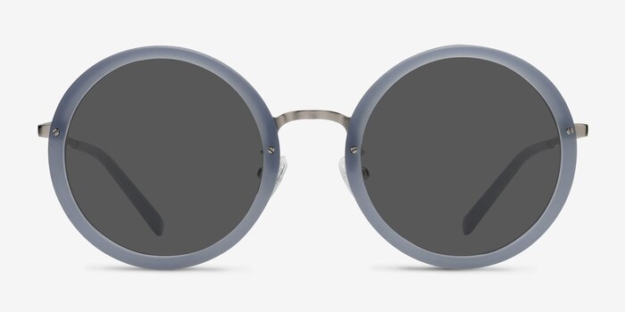 Well - Round Light Blue Frame Prescription Sunglasses | Eyebuydirect