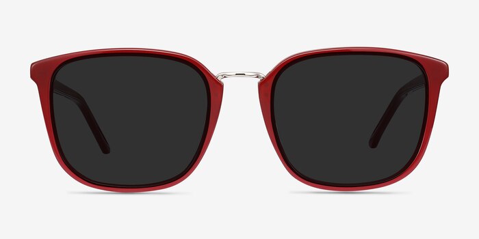 Yuma - Square Red Frame Sunglasses For Women | Eyebuydirect