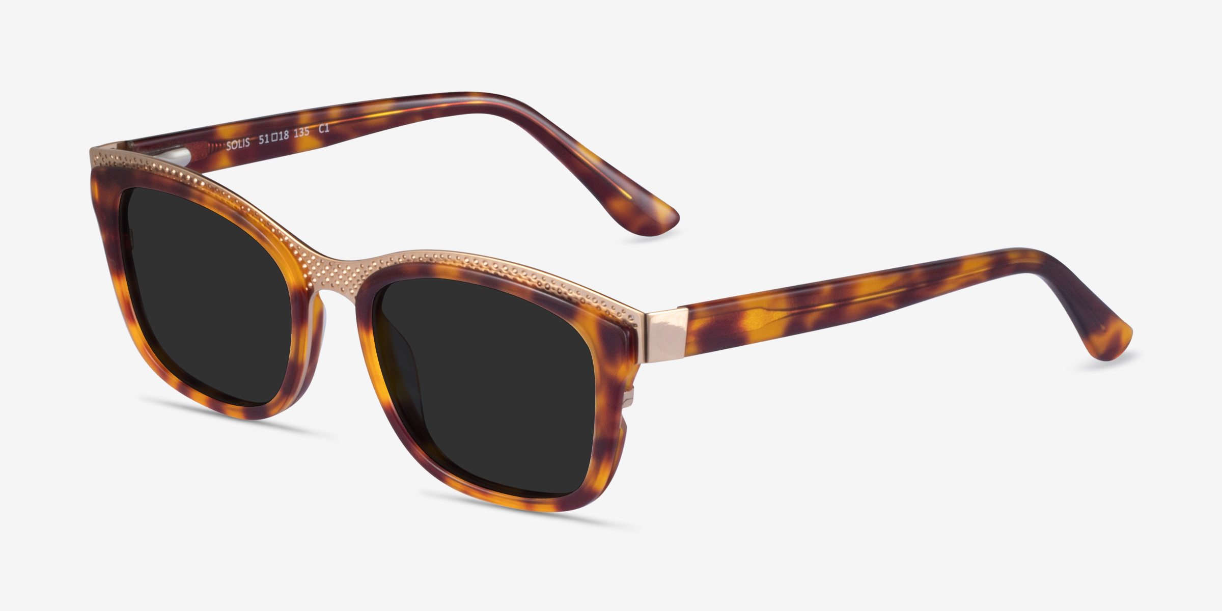 Solis - Rectangle Tortoise Gold Frame Sunglasses For Women | Eyebuydirect