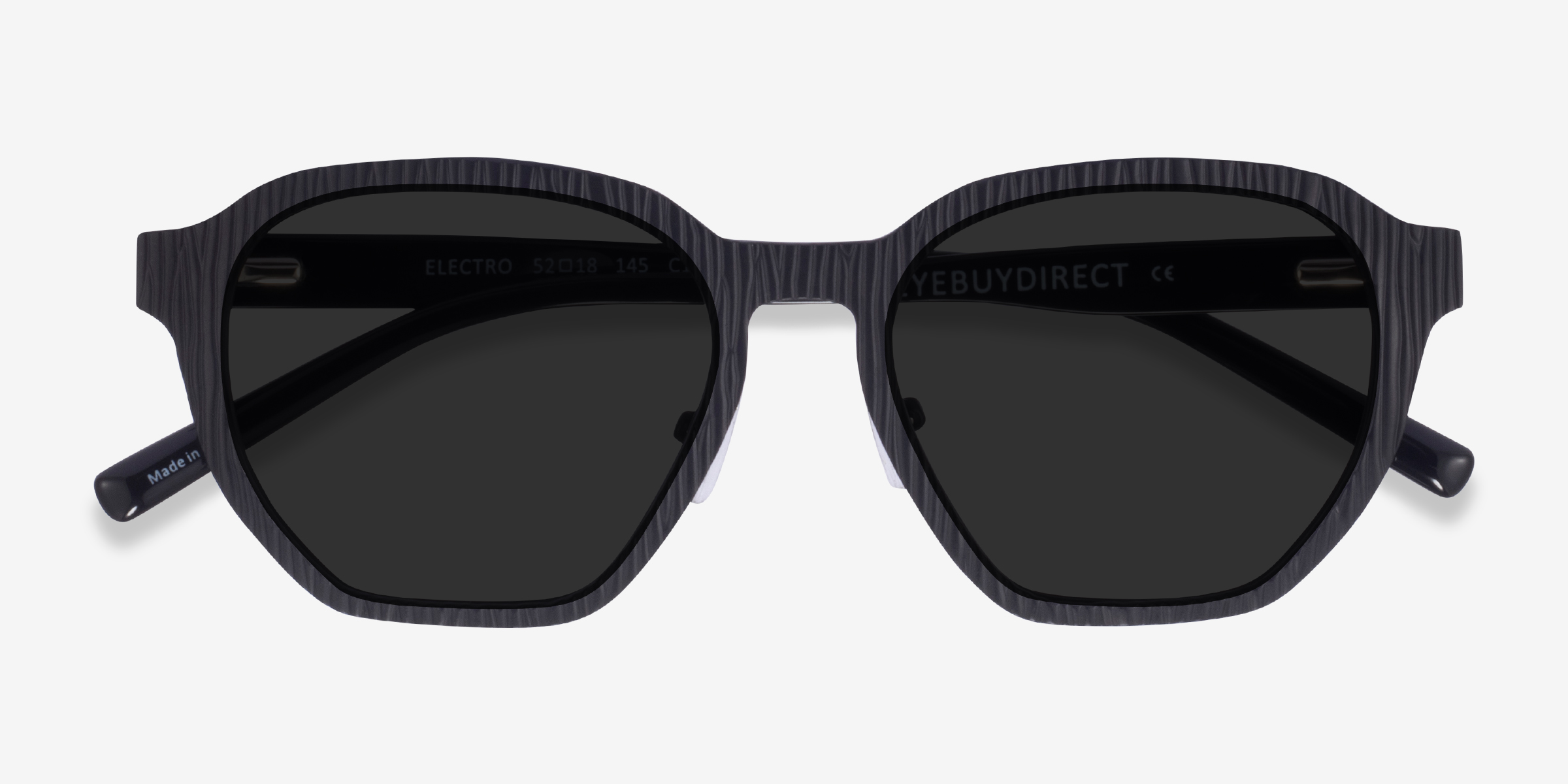 Electro - Geometric Matte Black Frame Prescription Sunglasses ...