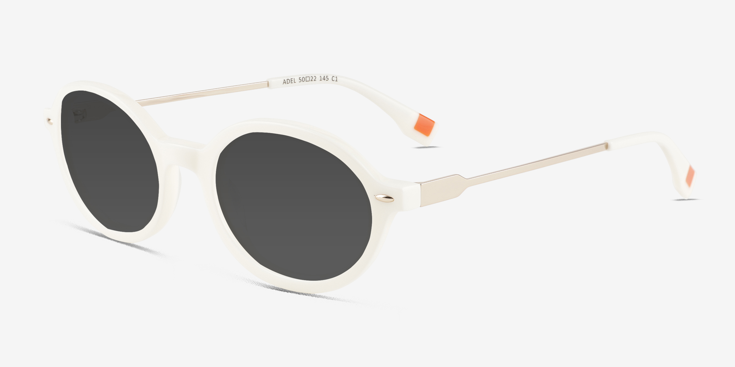 Adel - Oval White Frame Prescription Sunglasses | Eyebuydirect