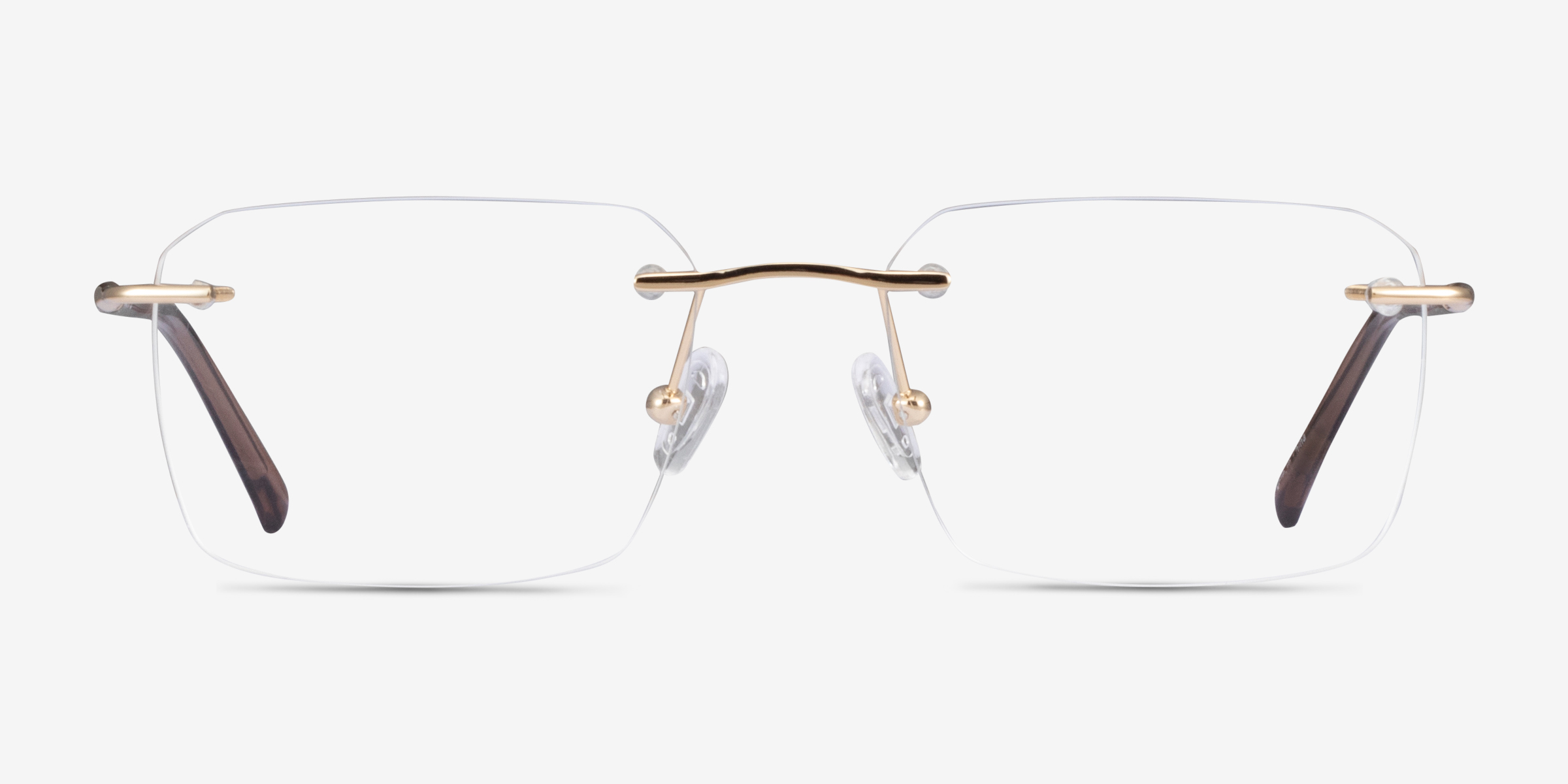 Nate Rectangle Gold Brown Rimless Eyeglasses Eyebuydirect Canada