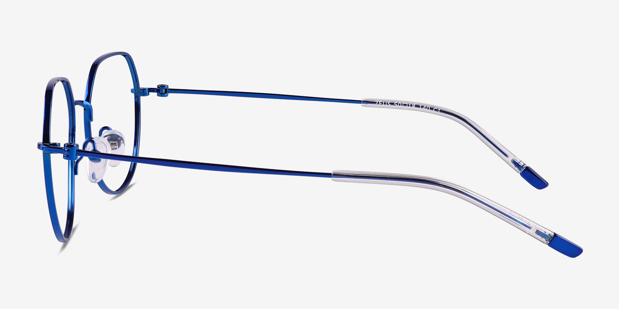 Zeus Round Shiny Blue Full Rim Eyeglasses | Eyebuydirect