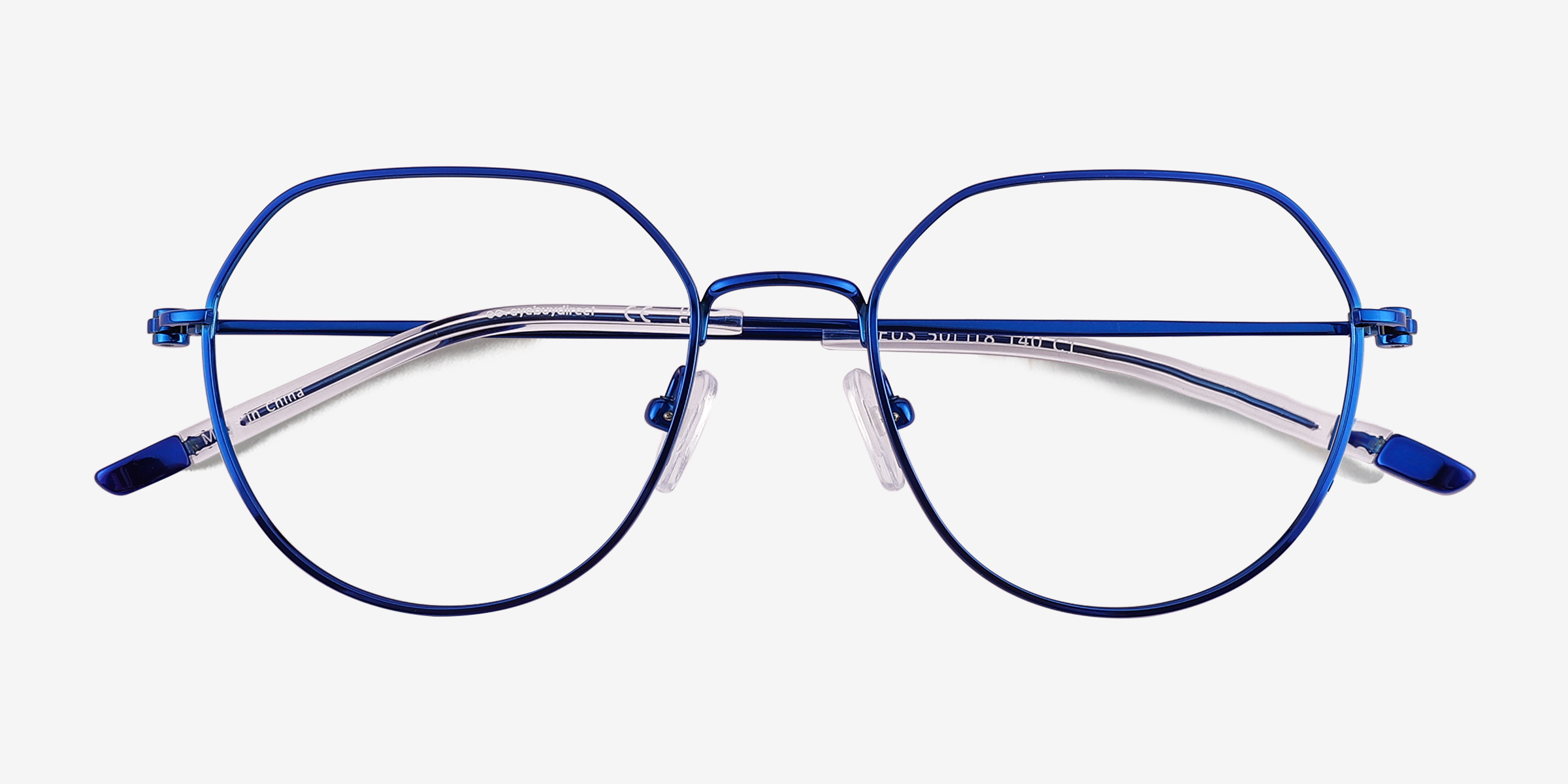 Zeus Round Shiny Blue Full Rim Eyeglasses | Eyebuydirect