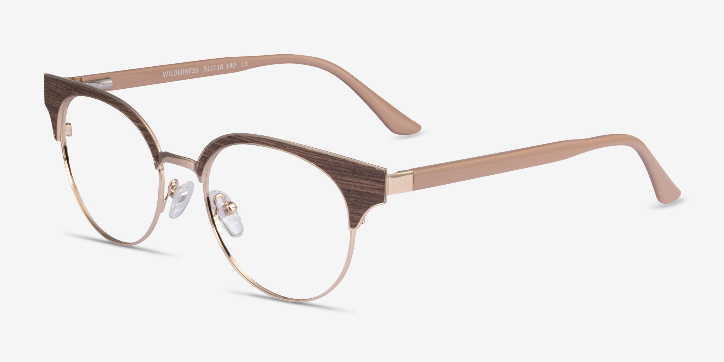 Wilderness Browline Gold Beige Glasses for Women | Eyebuydirect