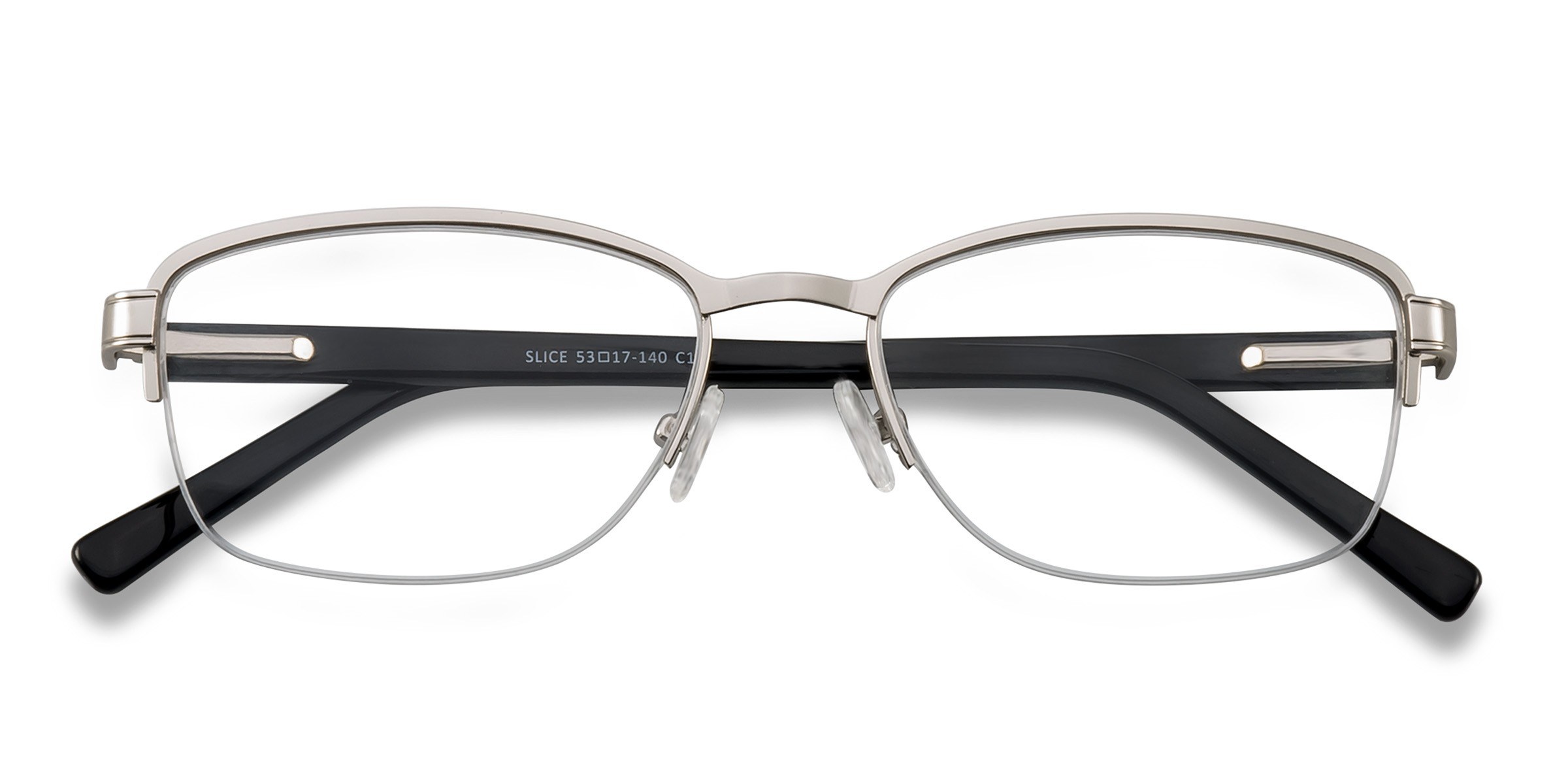Slice Rectangle Silver Semi Rimless Eyeglasses | Eyebuydirect Canada