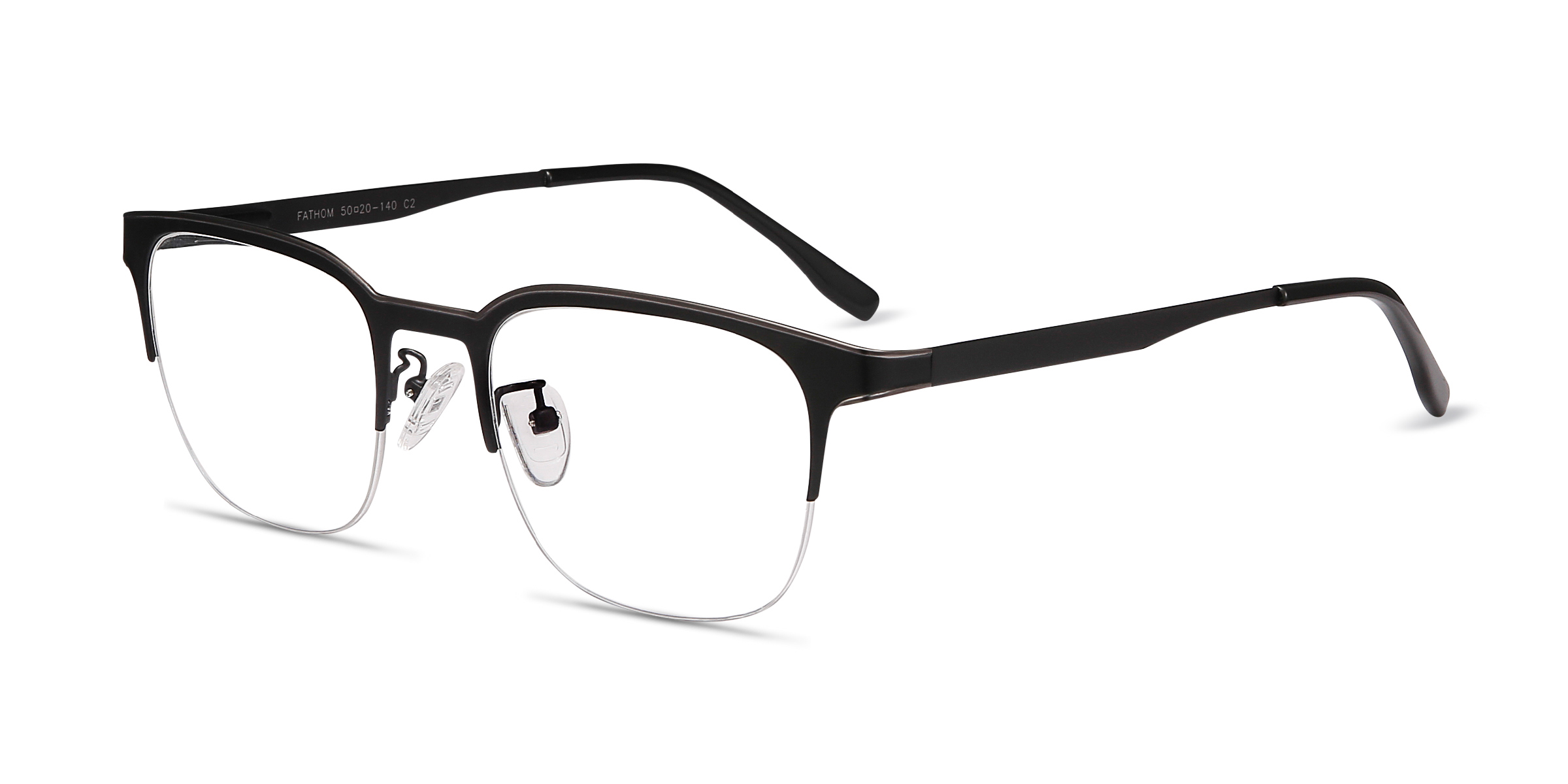 Fathom Rectangle Gunmetal Black Semi Rimless Eyeglasses | Eyebuydirect