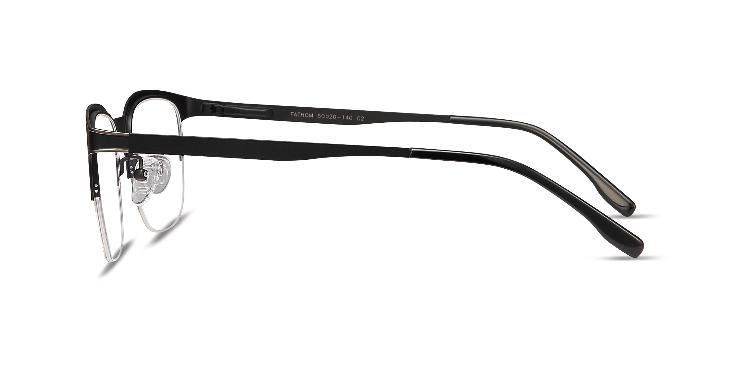 Fathom Rectangle Gunmetal Black Semi Rimless Eyeglasses | Eyebuydirect