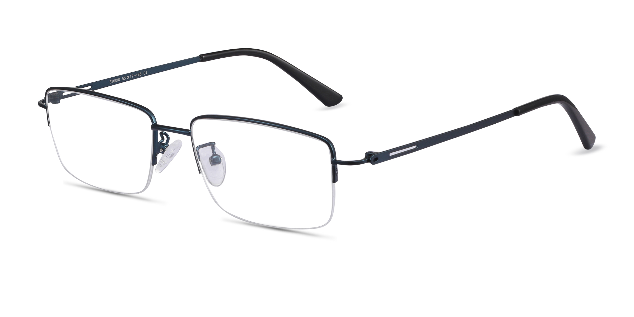 Studio Rectangle Navy Semi Rimless Eyeglasses | Eyebuydirect