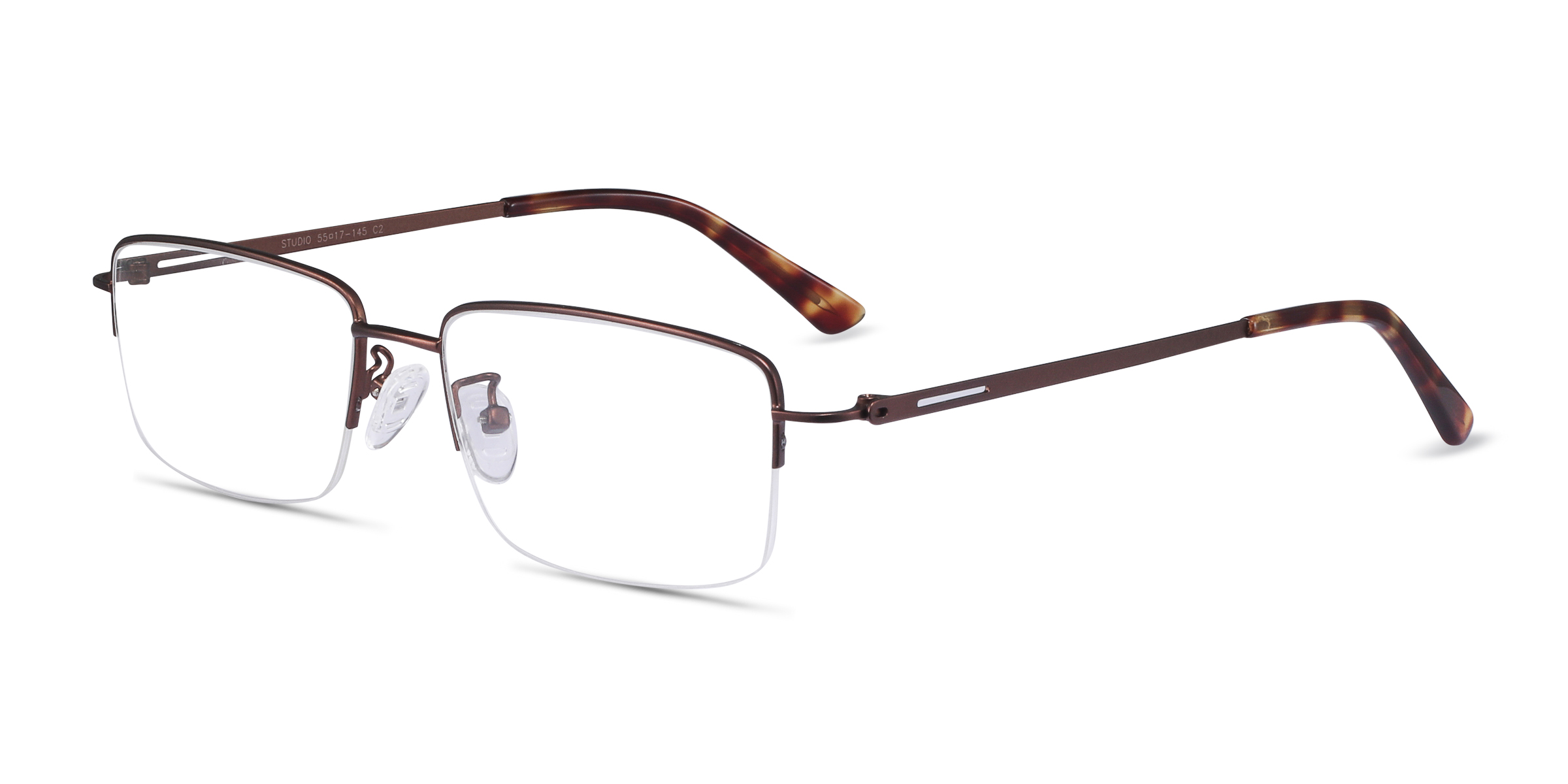 Studio Rectangle Coffee Semi Rimless Eyeglasses | Eyebuydirect
