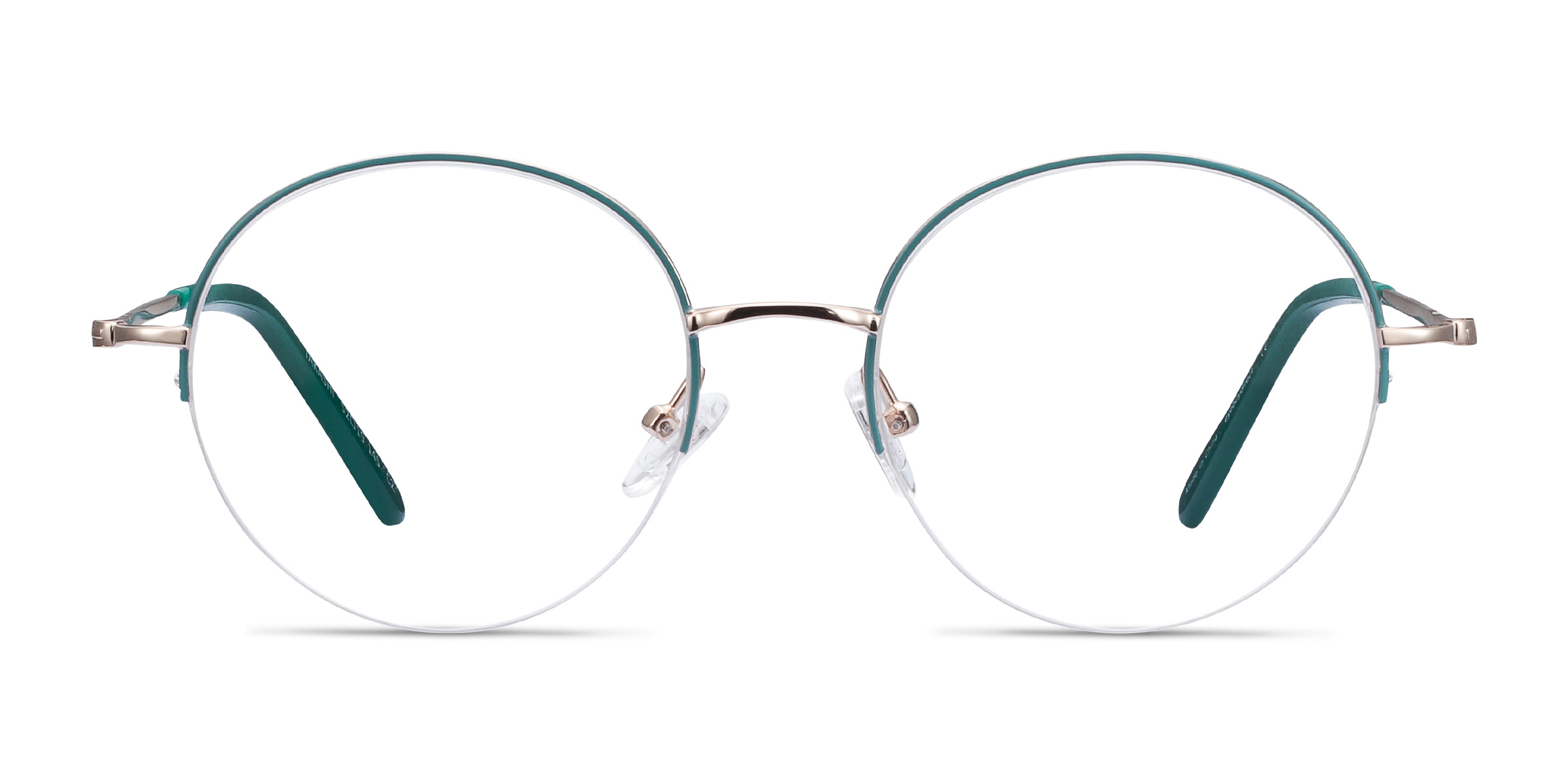 Takashi Round Green & Gold Semi Rimless Eyeglasses | Eyebuydirect