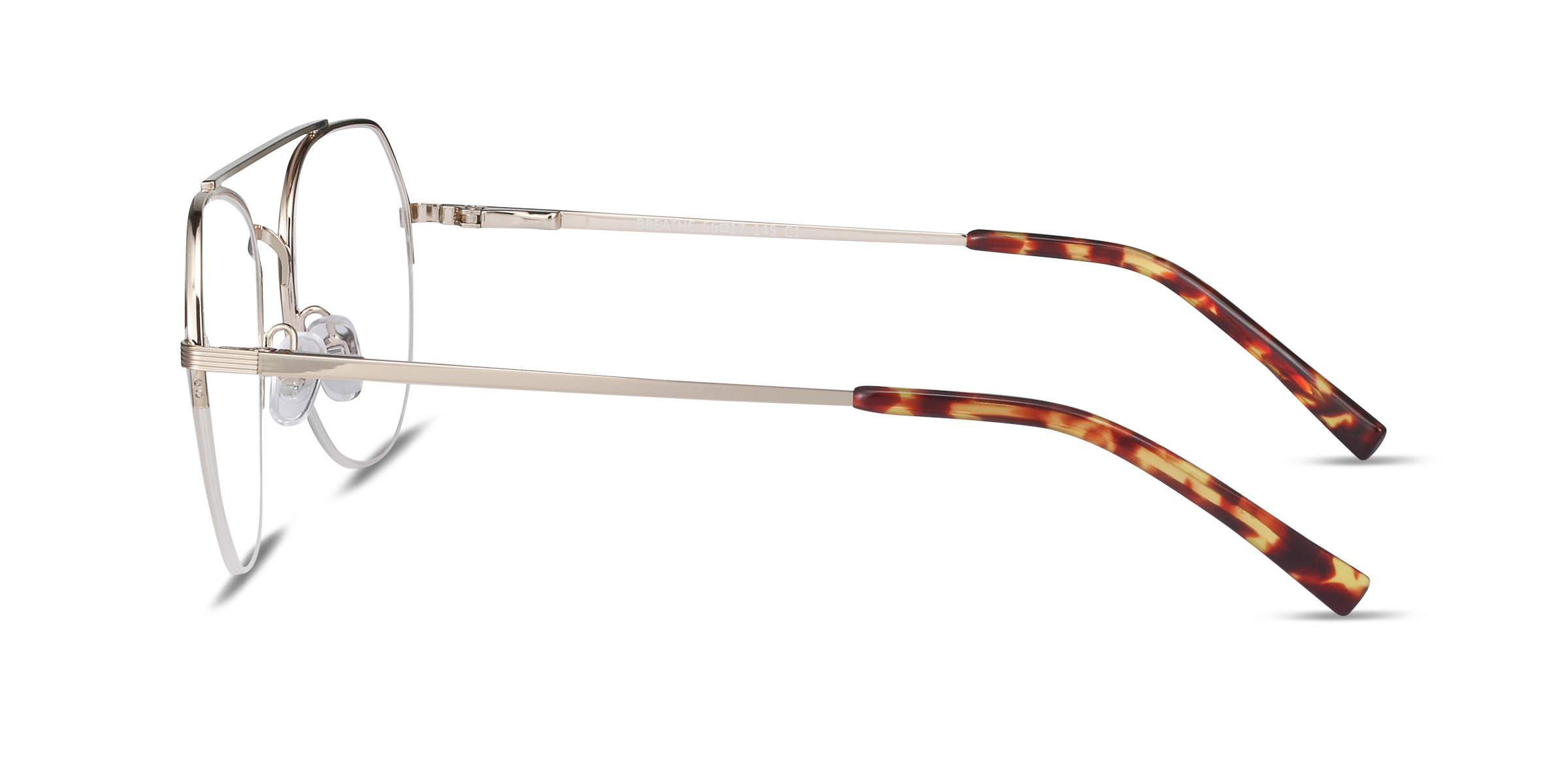 Breathe Aviator Gold Semi Rimless Eyeglasses | Eyebuydirect