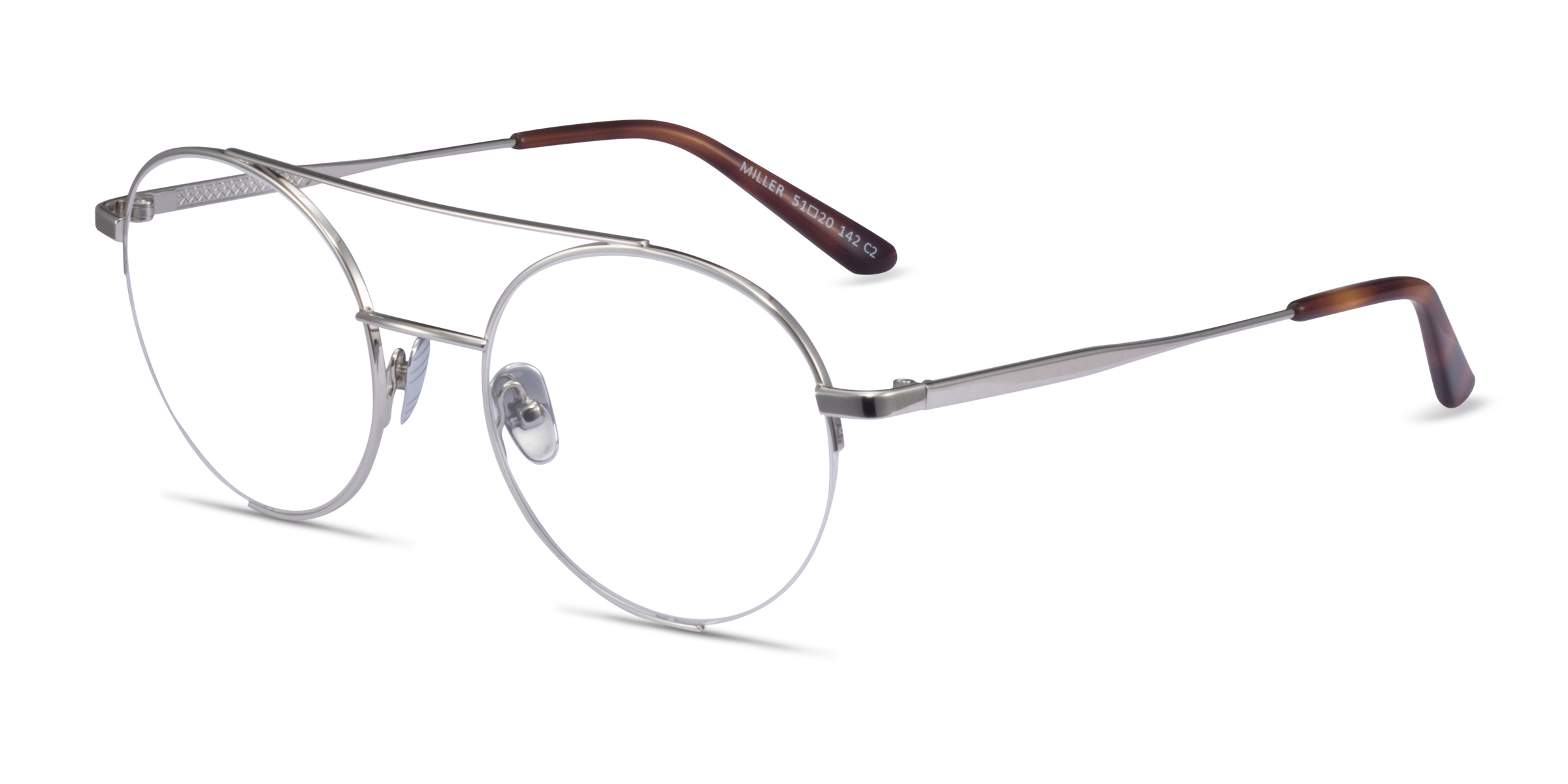 Miller Aviator Silver Semi Rimless Eyeglasses | Eyebuydirect