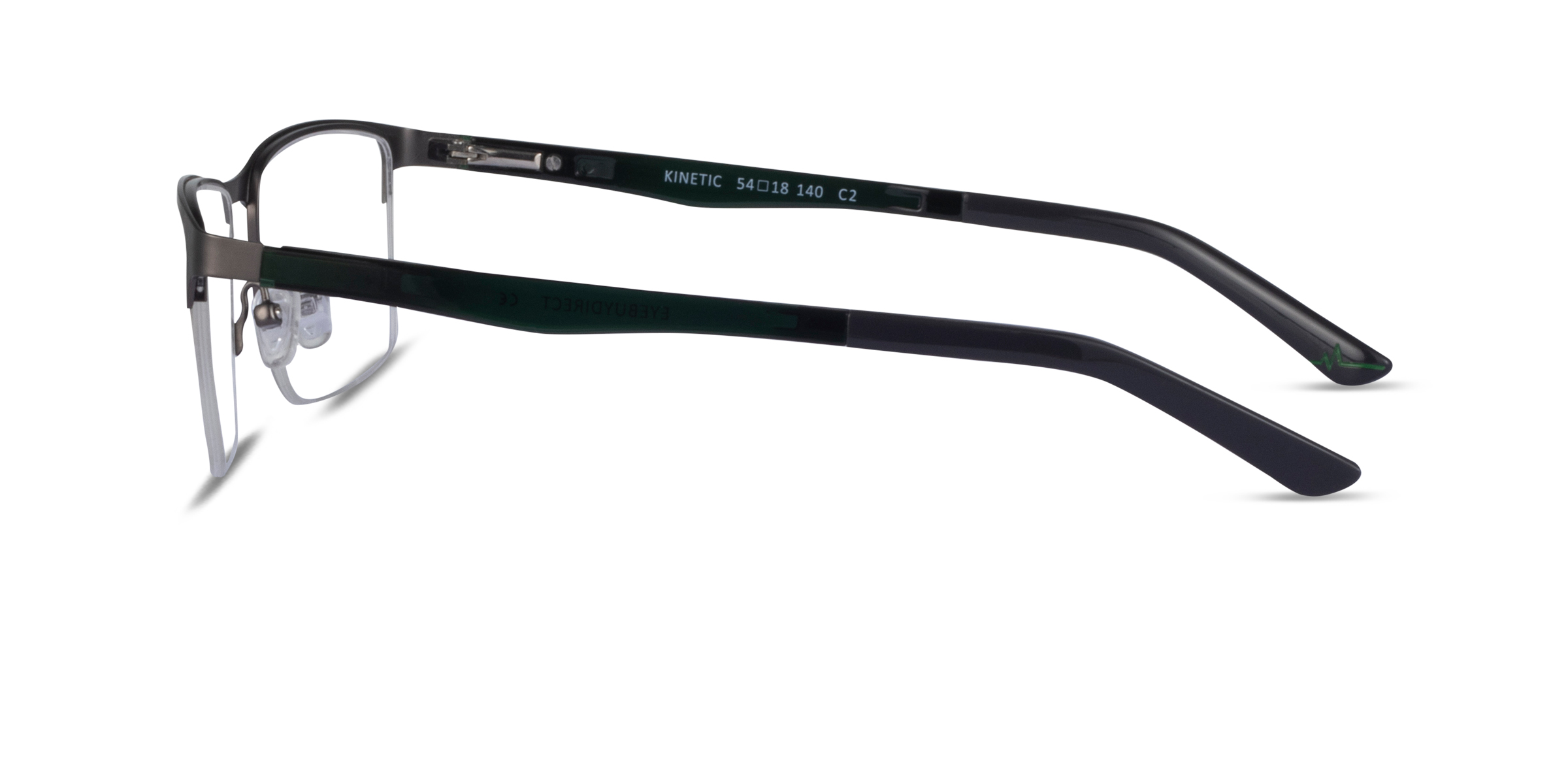 Kinetic Rectangle Matte Gunmetal Semi Rimless Eyeglasses | Eyebuydirect
