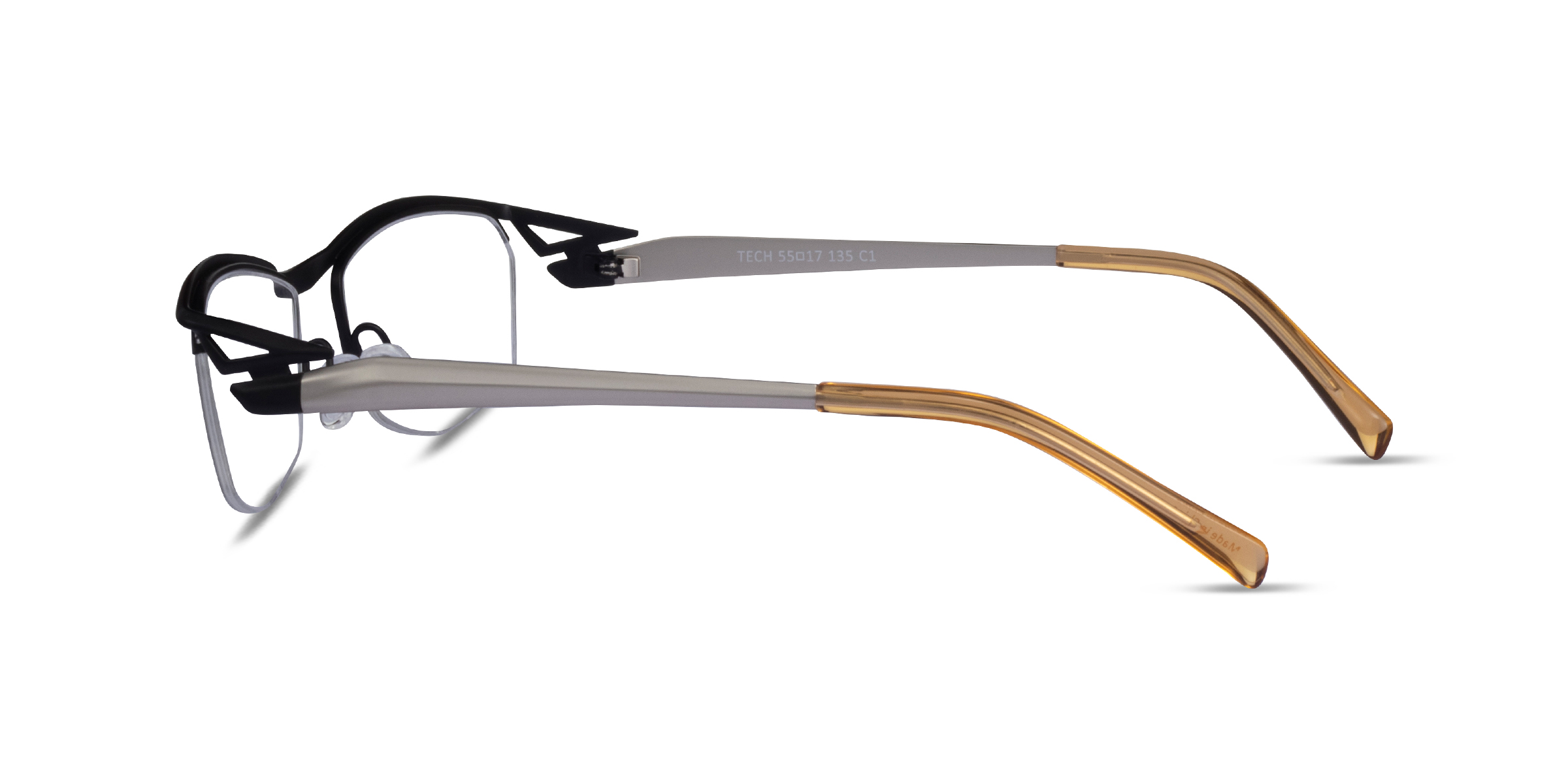 Tech Rectangle Black Yellow Semi Rimless Eyeglasses | Eyebuydirect