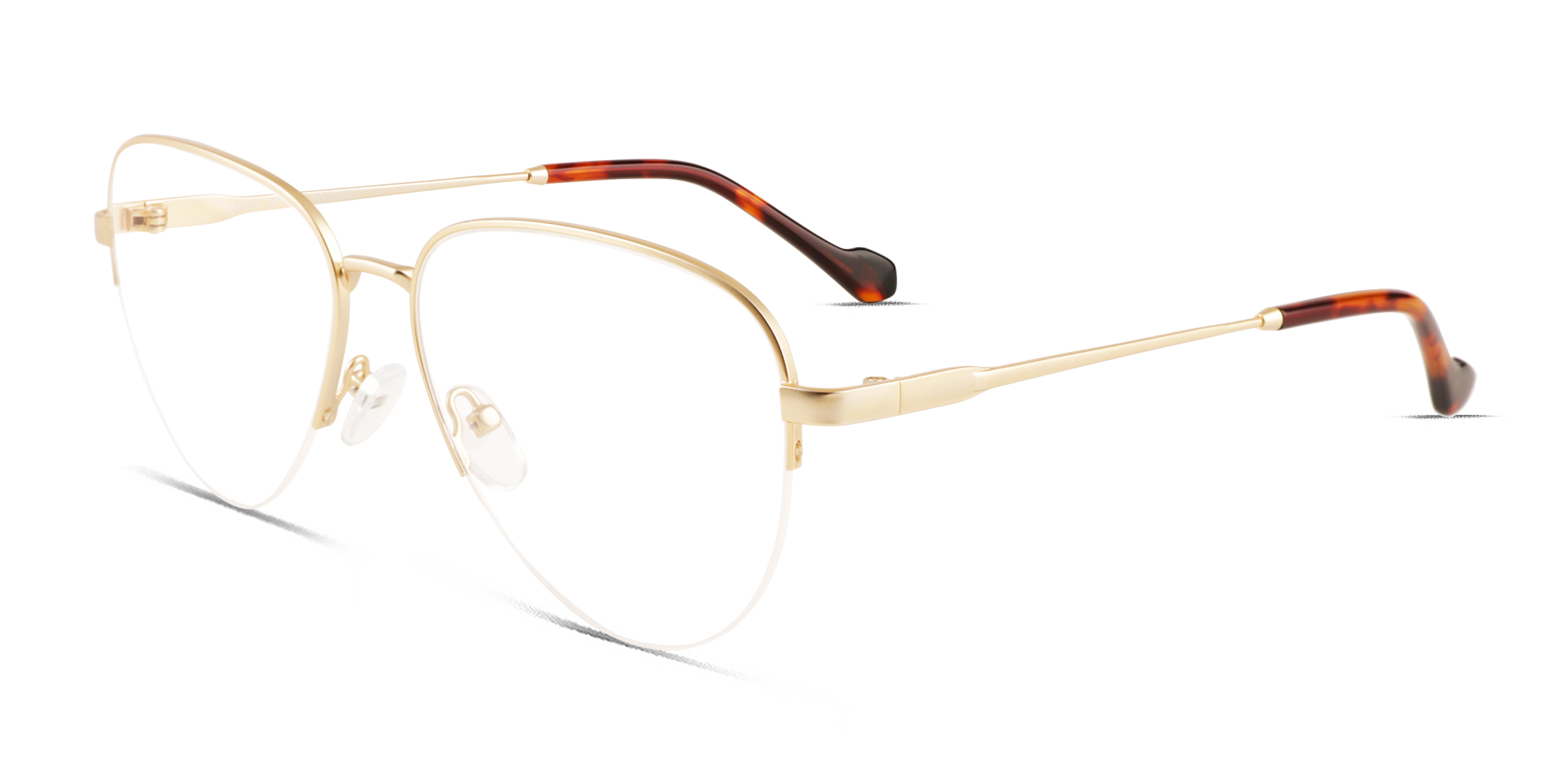 Andie Aviator Gold Semi Rimless Eyeglasses | Eyebuydirect