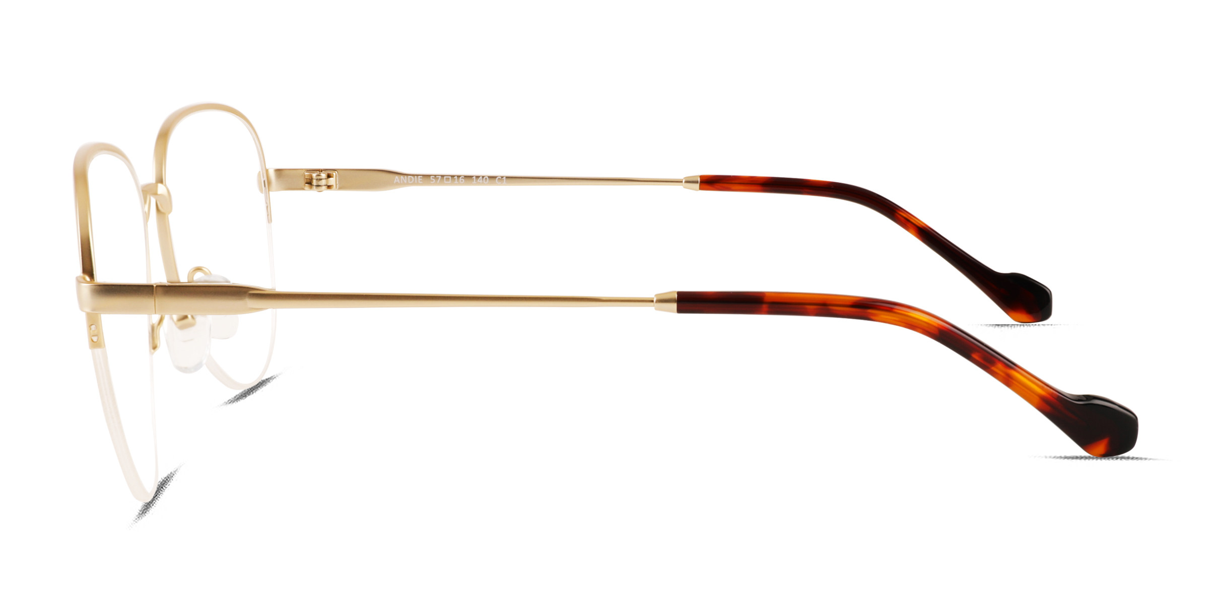 Andie Aviator Gold Semi Rimless Eyeglasses | Eyebuydirect