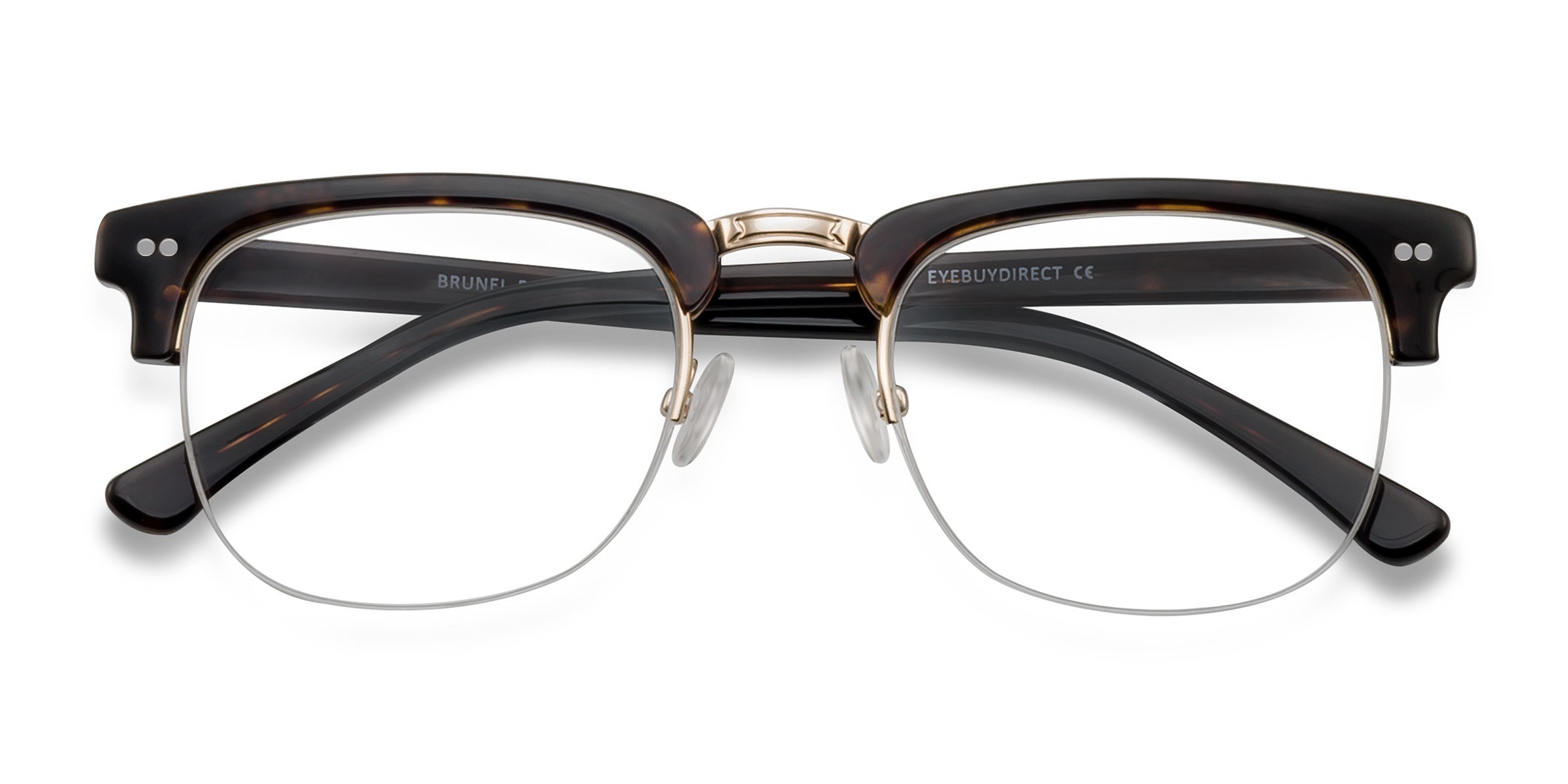 Brunel Square Tortoise Semi Rimless Eyeglasses | Eyebuydirect Canada