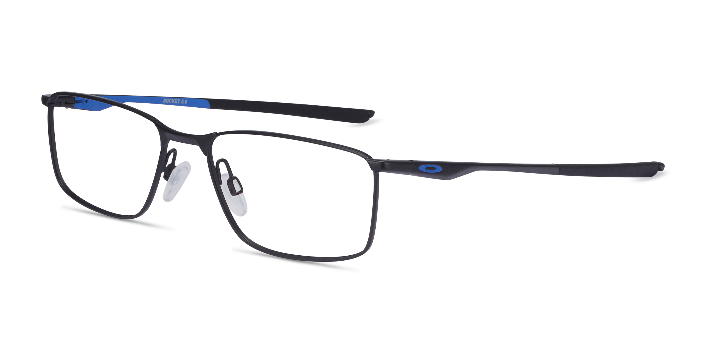 Oakley Socket 5.0 - Rectangle Satin Black & Blue Frame Eyeglasses ...