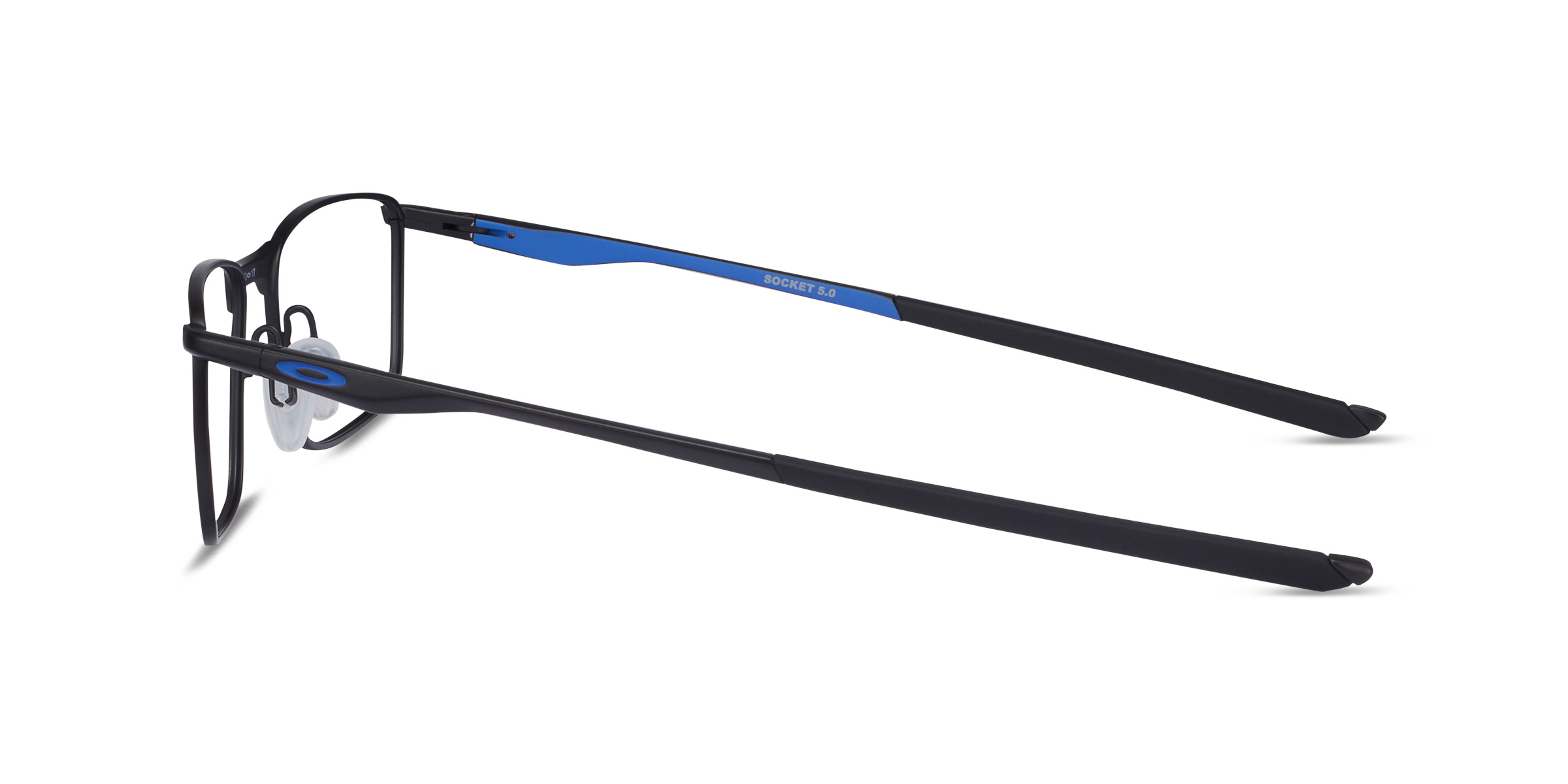 Oakley Socket 5.0 - Rectangle Satin Black & Blue Frame Eyeglasses ...