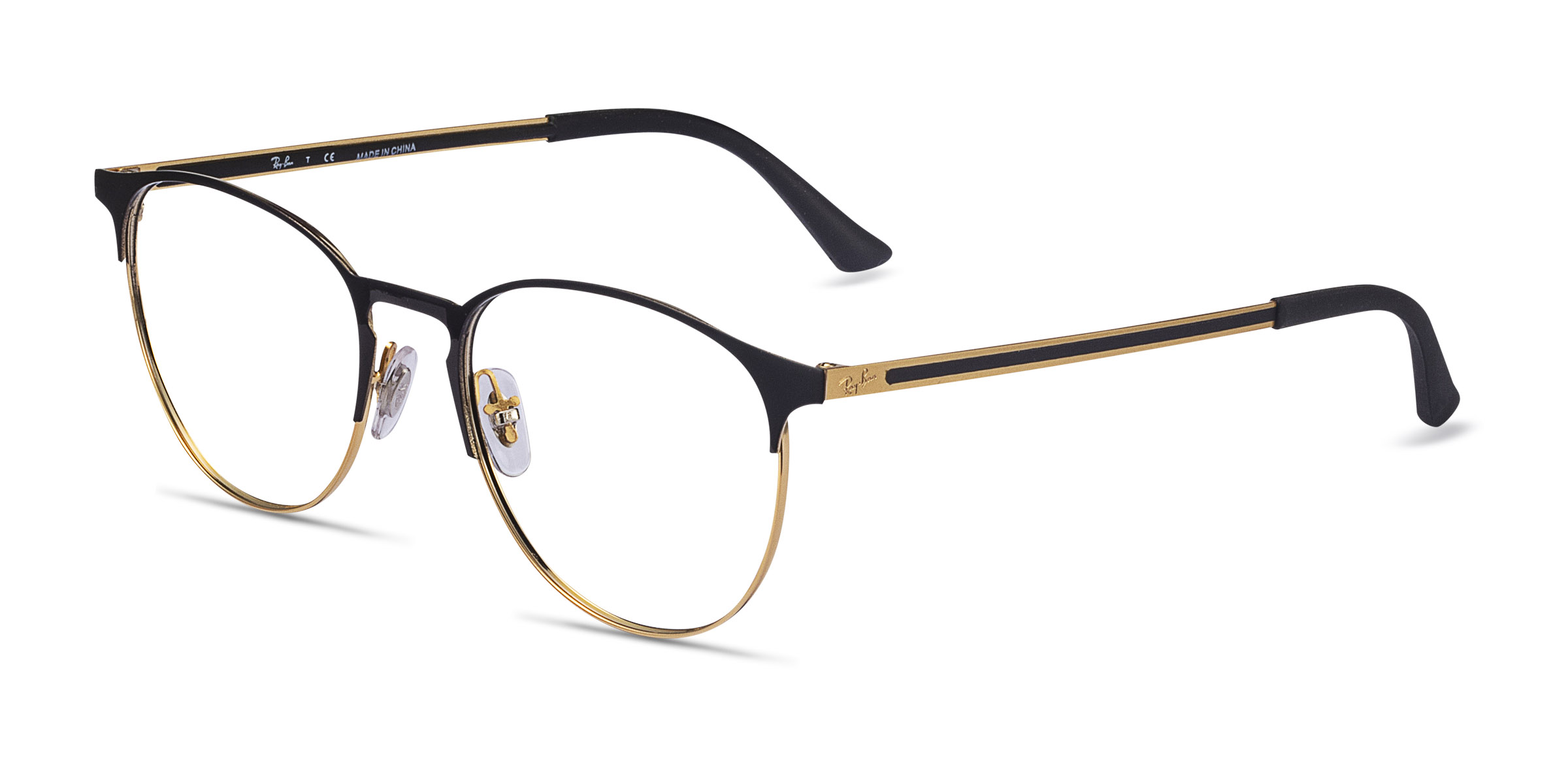 Ray-Ban RB6375 - Round Black Gold Frame Eyeglasses | Eyebuydirect