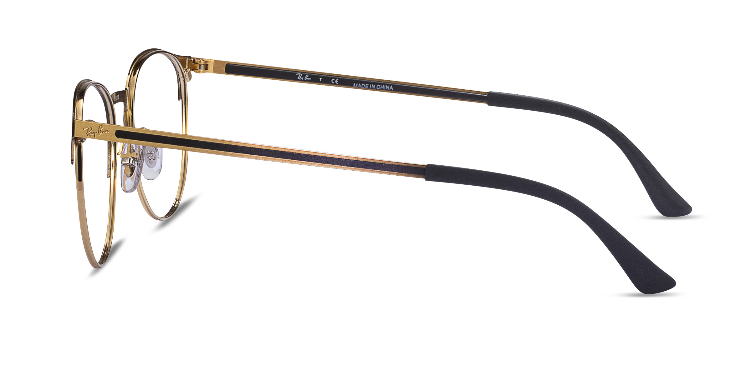 Ray-Ban RB6375 - Round Black Gold Frame Eyeglasses | Eyebuydirect