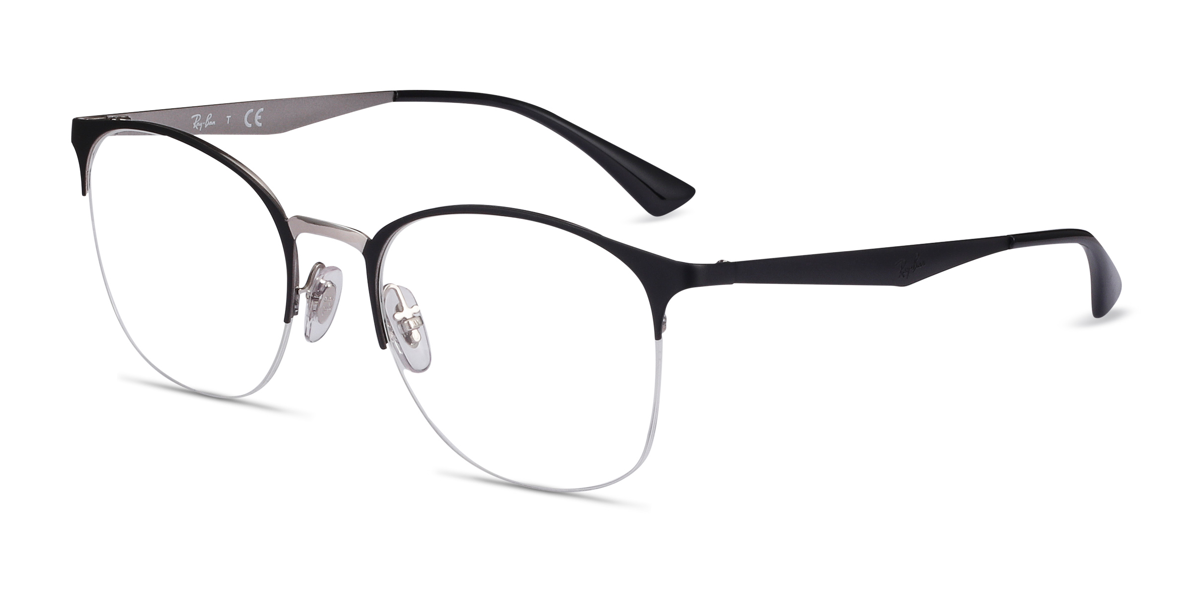 Ray-Ban RB6422 - Browline Black Silver Frame Eyeglasses | Eyebuydirect