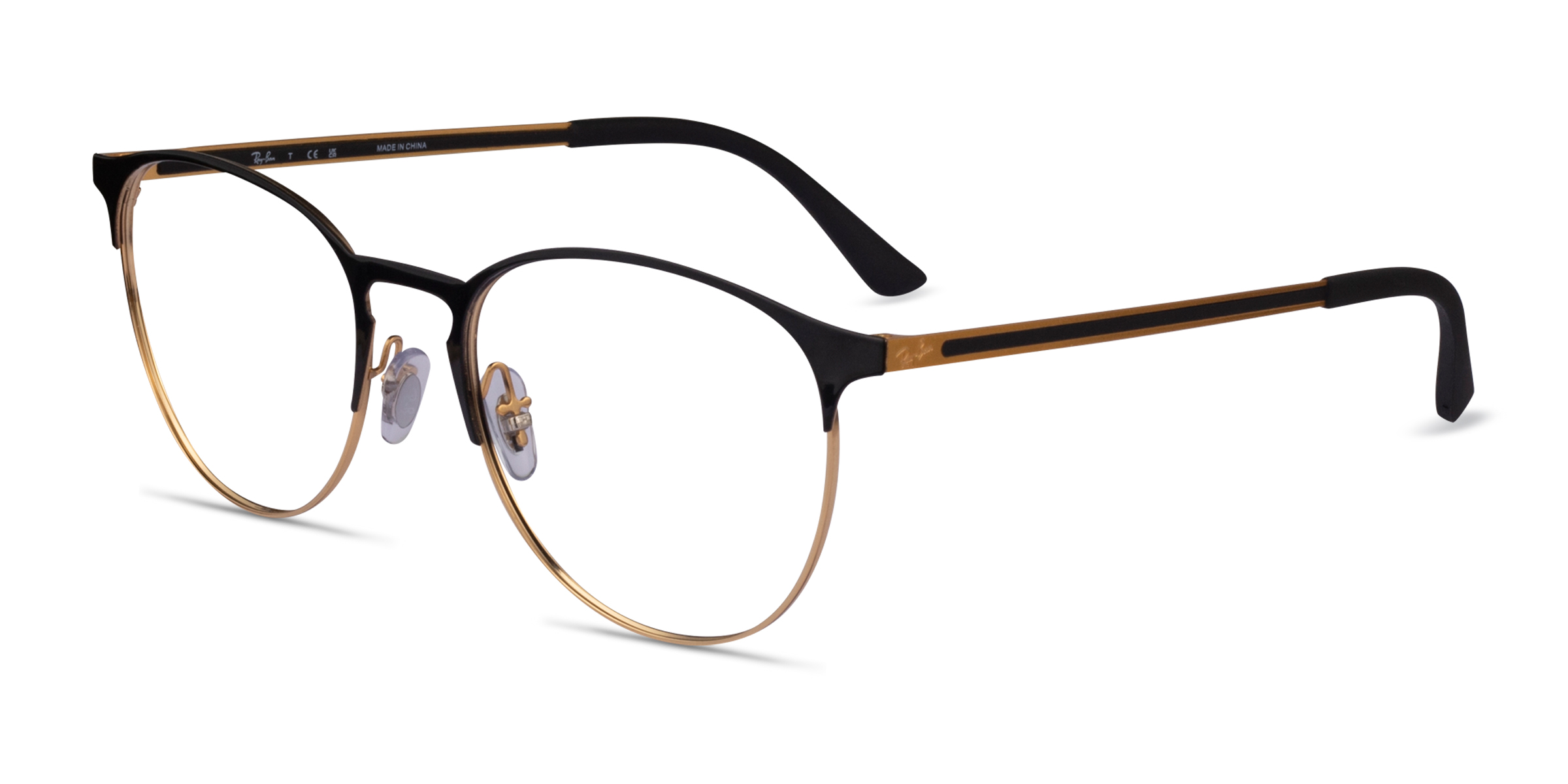 Ray-Ban RB6375 - Round Gold Black Frame Eyeglasses | Eyebuydirect