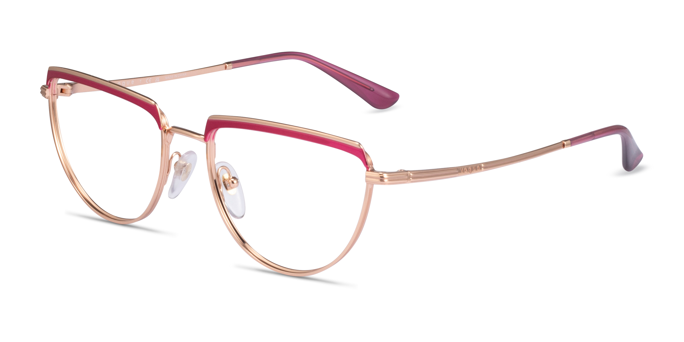 Vogue Eyewear VO4230 - Geometric Fuchsia Rose Gold Frame Glasses For ...